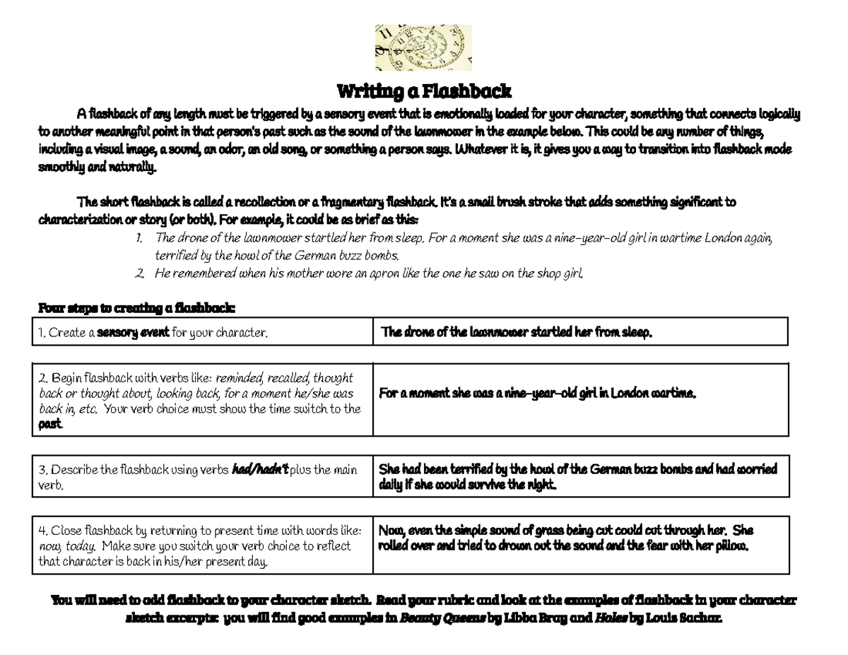 Writing a Flashback - This could be any number of things, including a ...