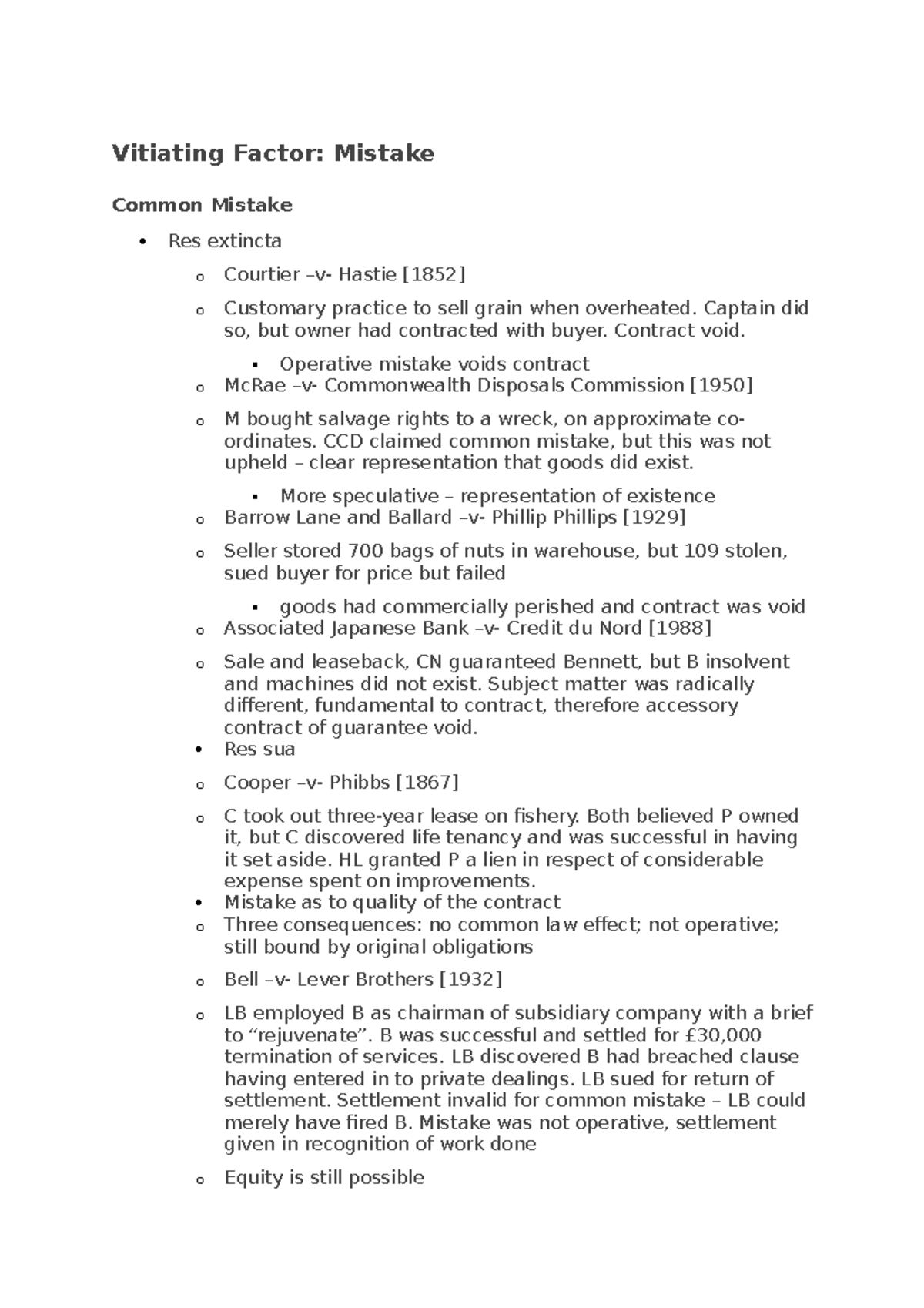 Vitiating Factor - Mistake - Vitiating Factor: Mistake Common Mistake ...