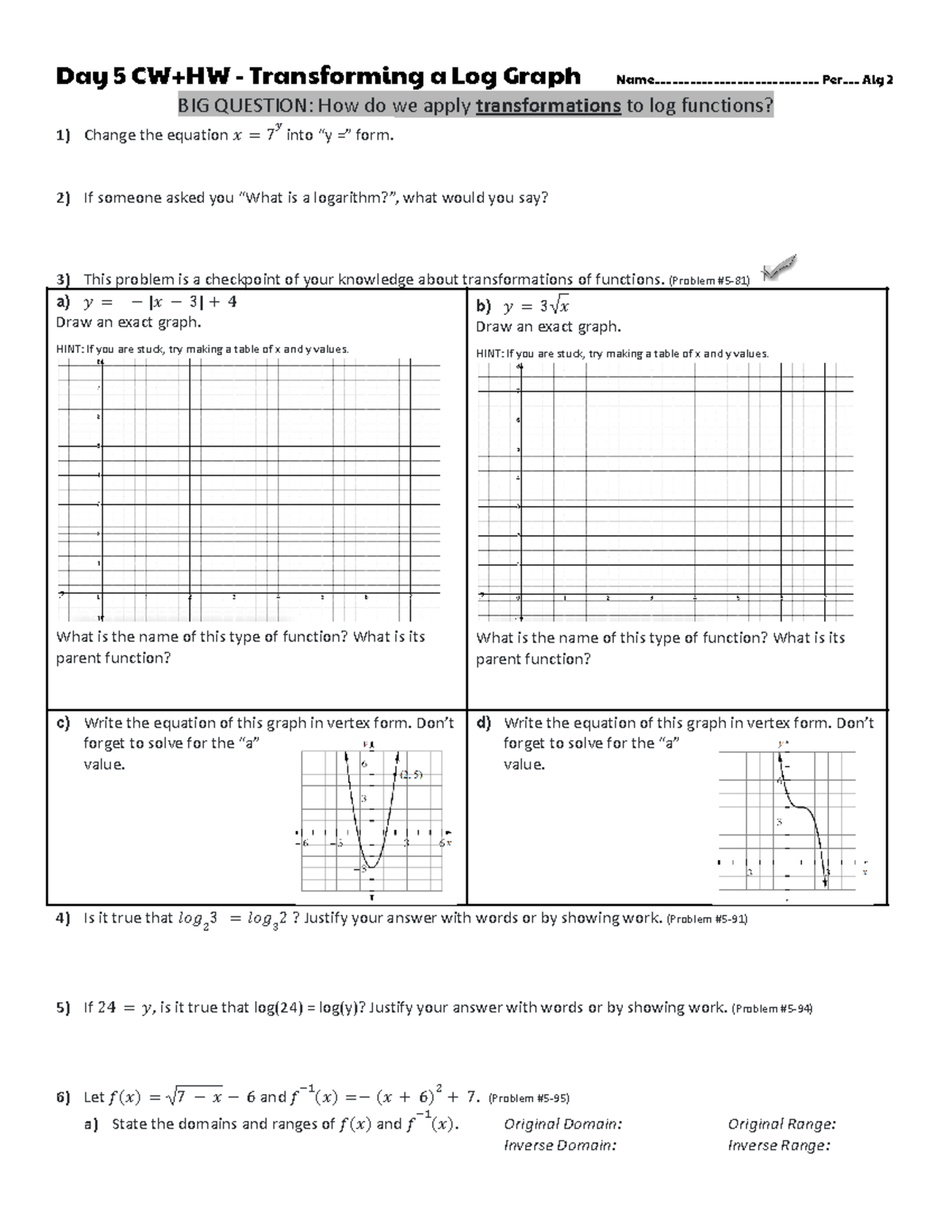 5 CW+HW Transformation of Log Graphs - Day 5 CW+HW - Transforming a Log ...