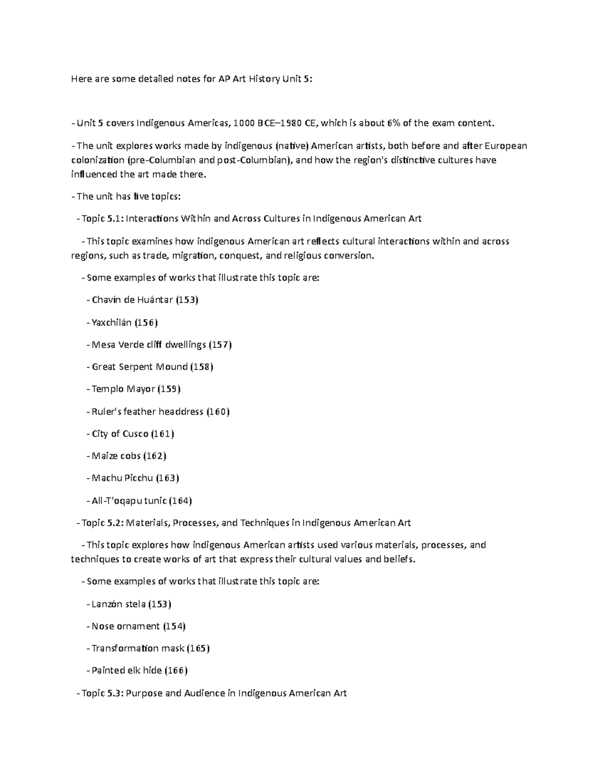 Unit 5 - Class Notes - Here are some detailed notes for AP Art History ...