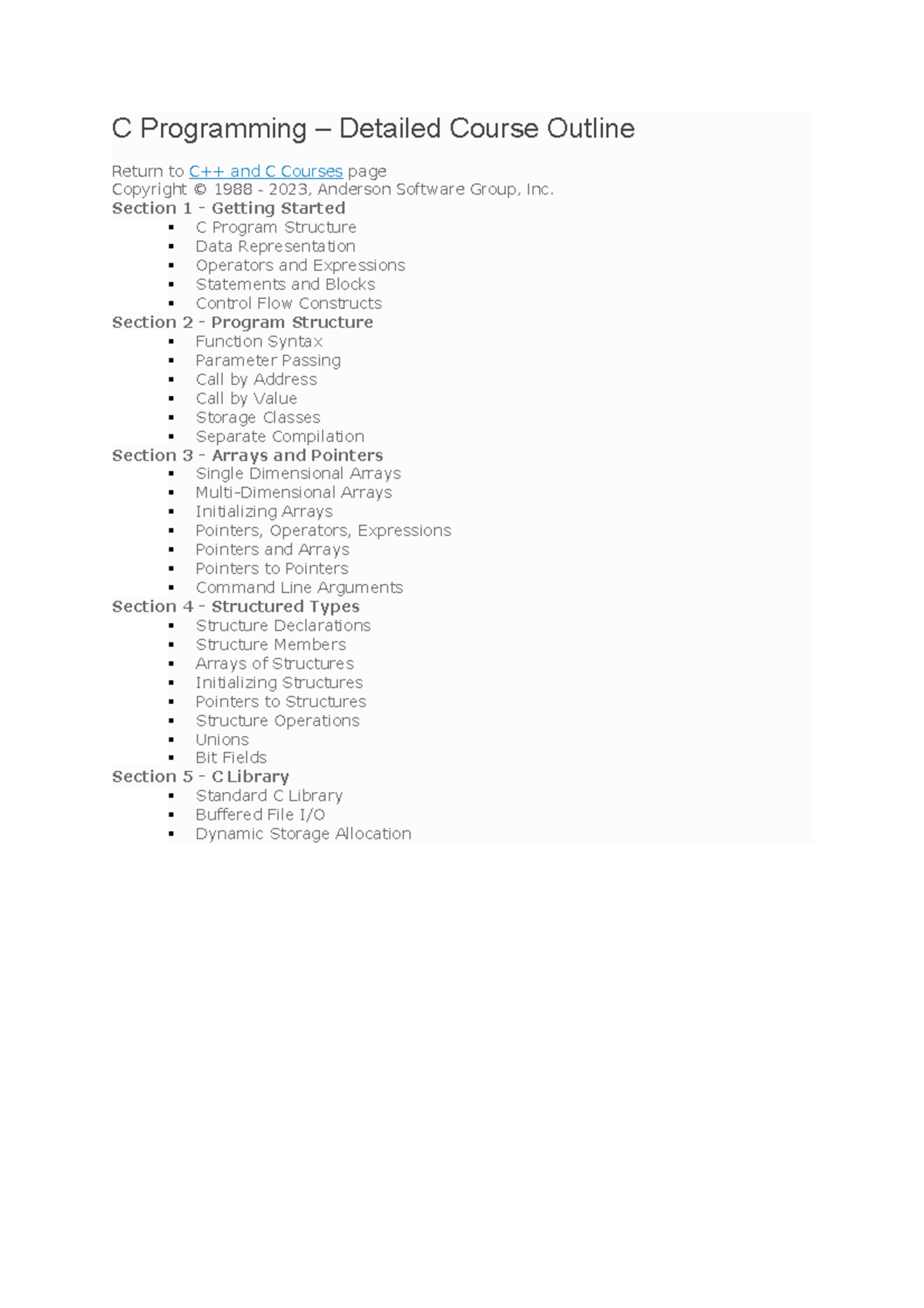 C Programming Section 1 Getting Started C Program Structure Data 1556