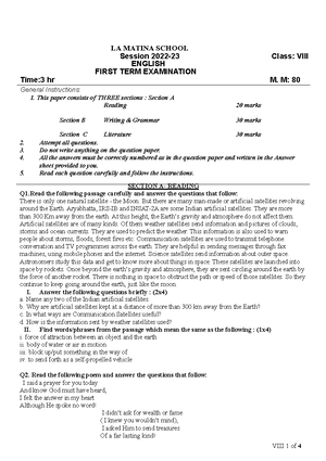 11 eng core sp 01 - English class 11 sample paper - Class 11 - English ...