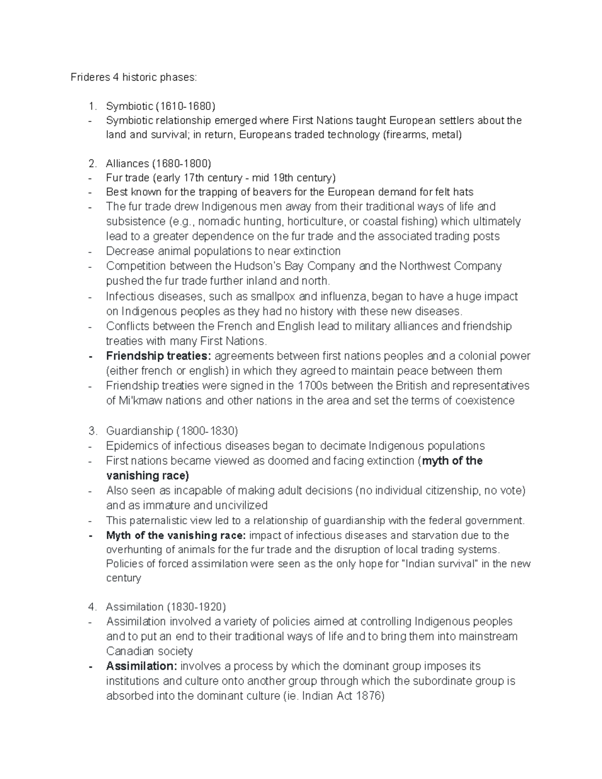 Module 4 - notes - Frideres 4 historic phases: 1. Symbiotic (1610-1680 ...