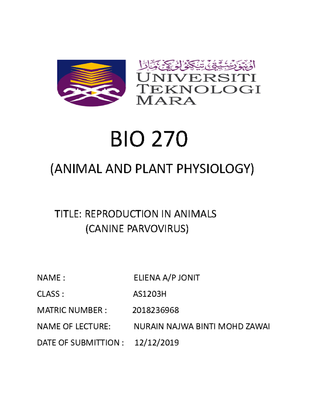 BIO 270 - Lecture notes 1-11 - BIO 270 (ANIMAL AND PLANT PHYSIOLOGY ...