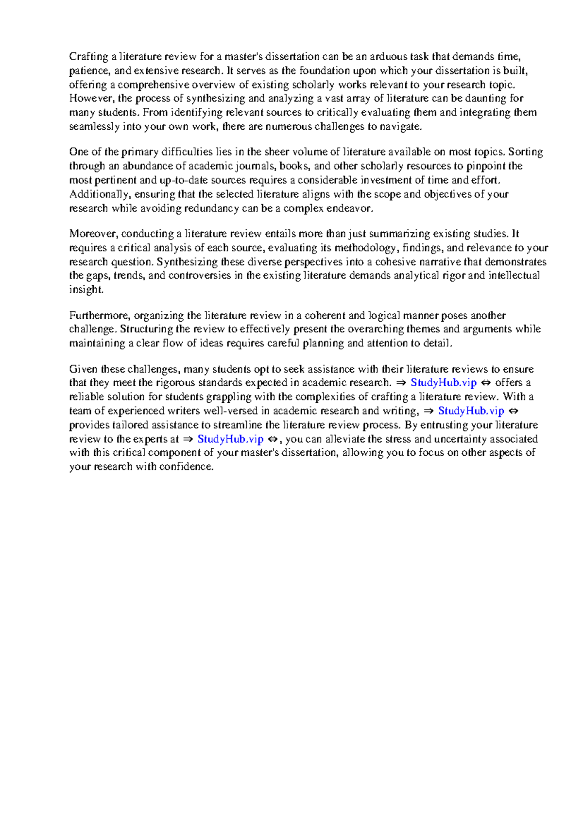 Example Of A Literature Review For A Masters Dissertation - Crafting a ...