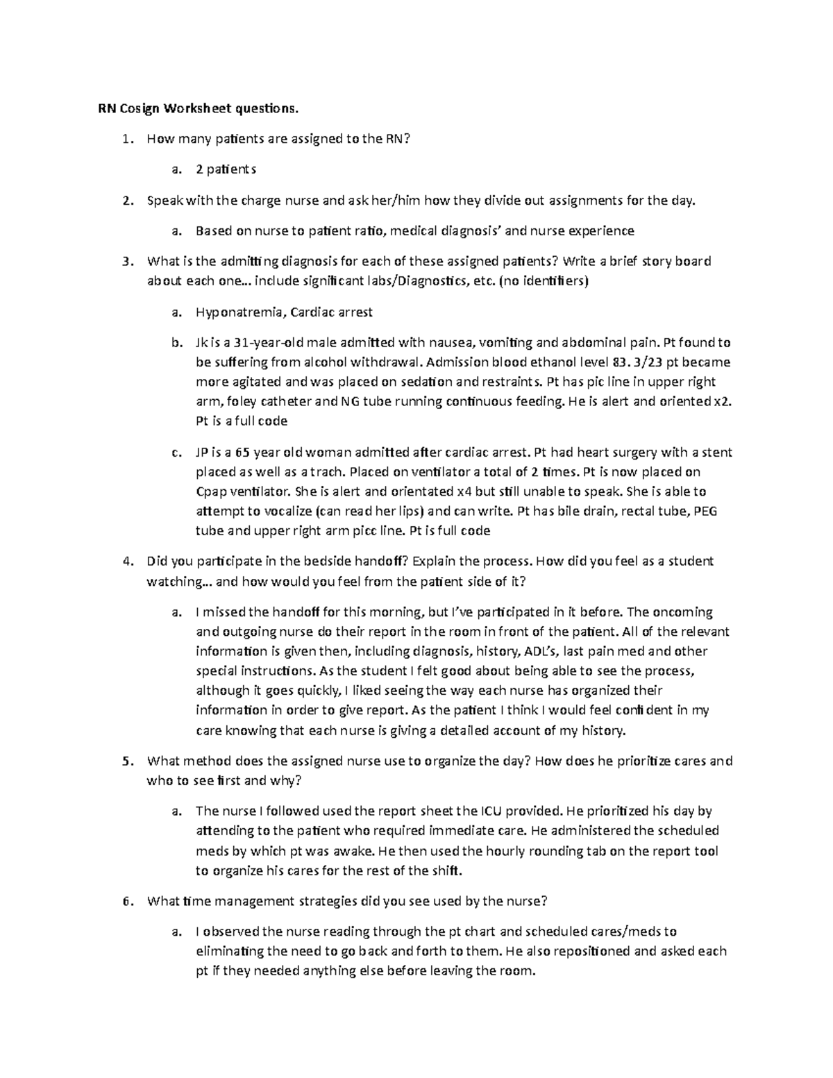 3:31 RN co assignment - case - RN Cosign Worksheet questions. How many ...