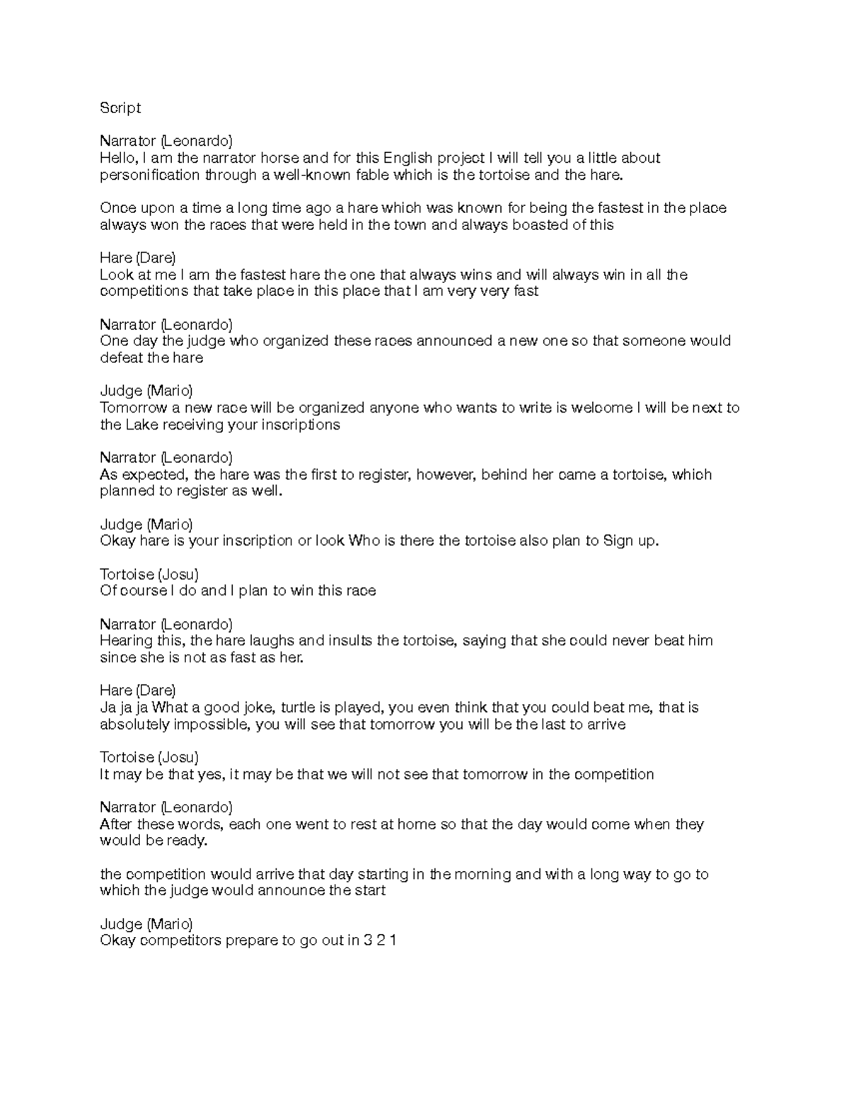 Script - A excercise of a tale - Script Narrator (Leonardo) Hello, I am ...