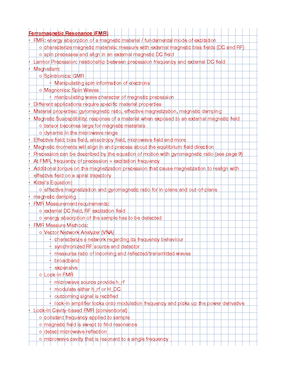 FMR summary - Ferromagnetic Resonance (FMR) FMR: energy absorption of a ...