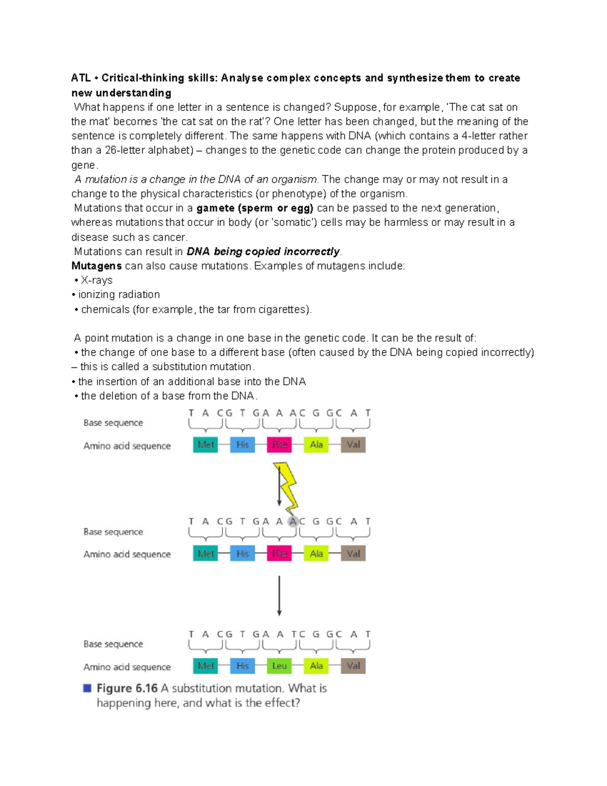 Mutations What happens if the genetic code changes - ATL • Critical ...