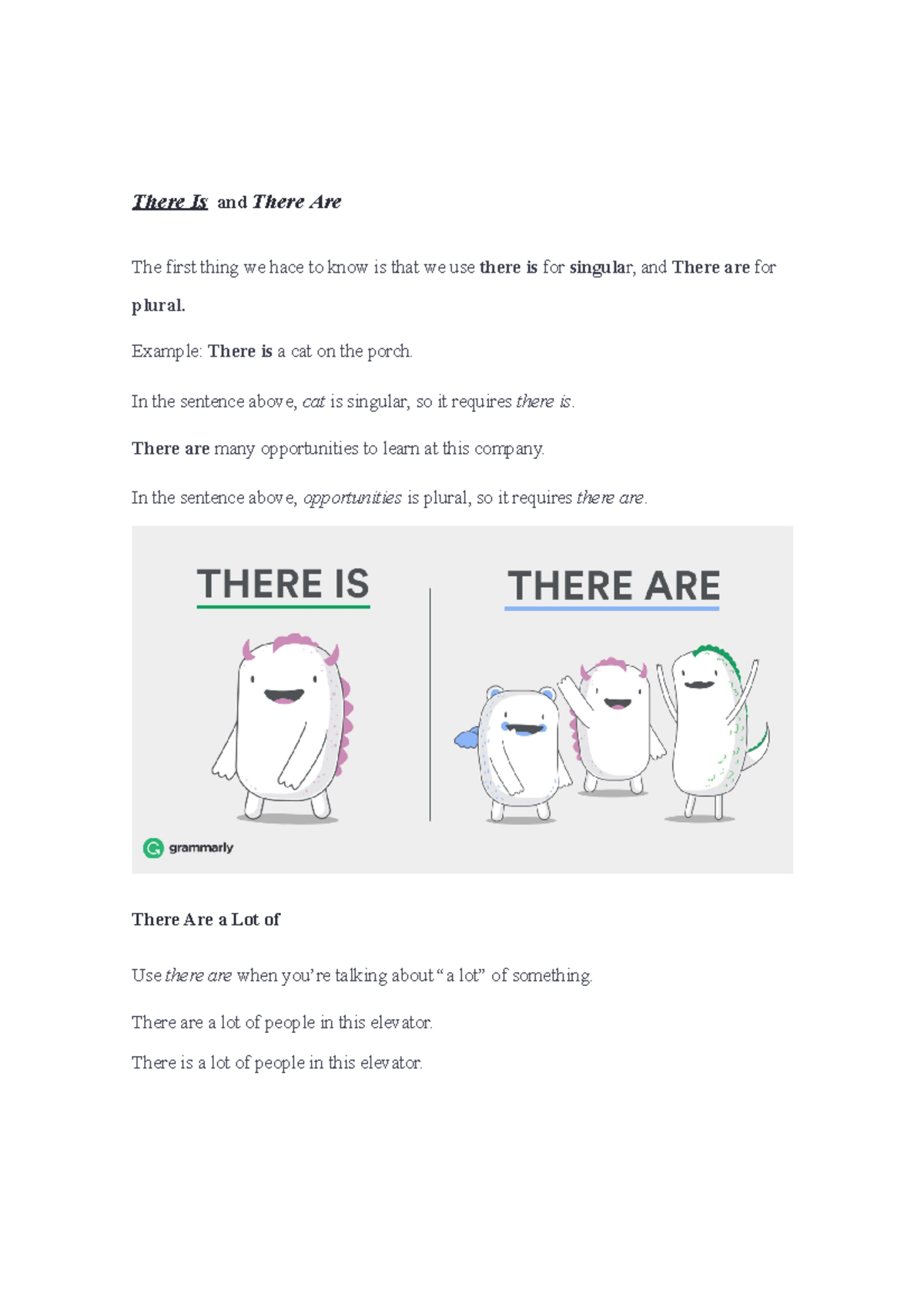 There is and there are - There Is and There Are The first thing we hace ...