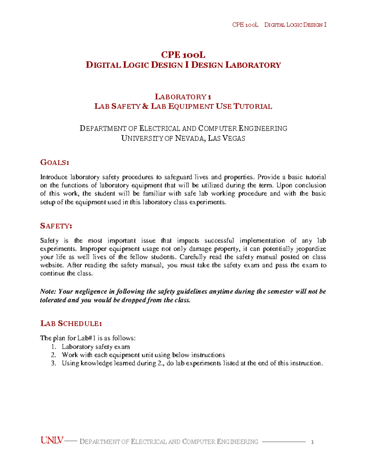 Tutorial work - 1 - CPE 100L DIGITAL LOGIC DESIGN I DESIGN LABORATORY ...