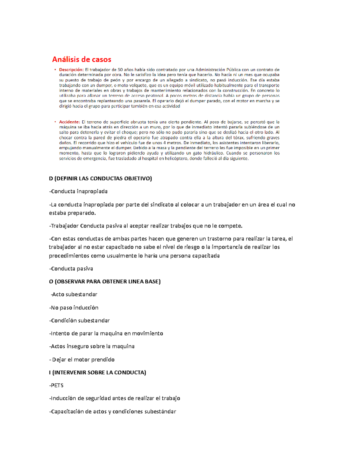 DOIT - practica calificada - D (DEFINIR LAS CONDUCTAS OBJETIVO ...