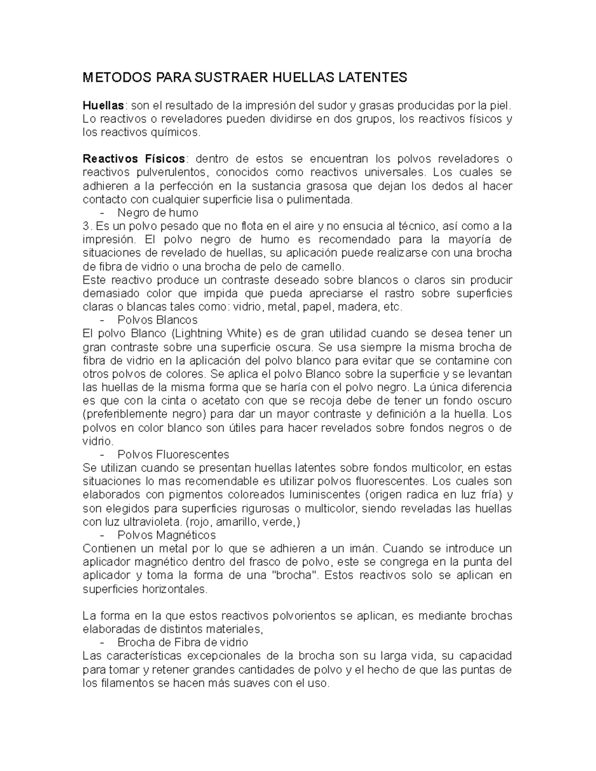 Metodos para sustraer huellas latentes - METODOS PARA SUSTRAER HUELLAS ...