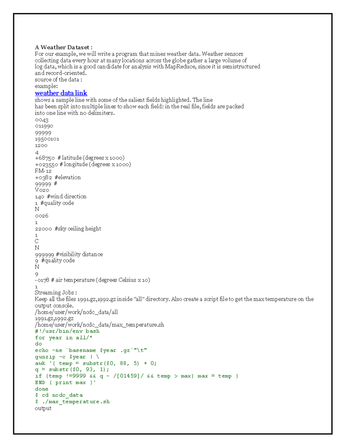 BDA Lab - LAB - A Weather Dataset : For our example, we will write a ...