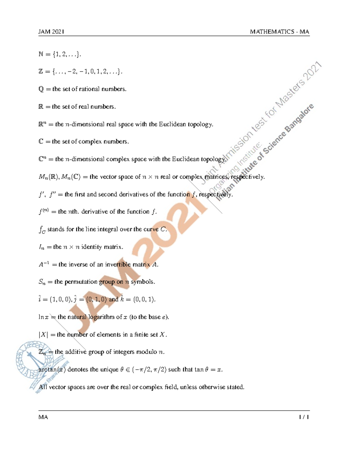 IIT JEE Maths Paper 3 - N = { 1 , 2 ,.. .}. Z = {... , − 2 , − 1 , 0 ...
