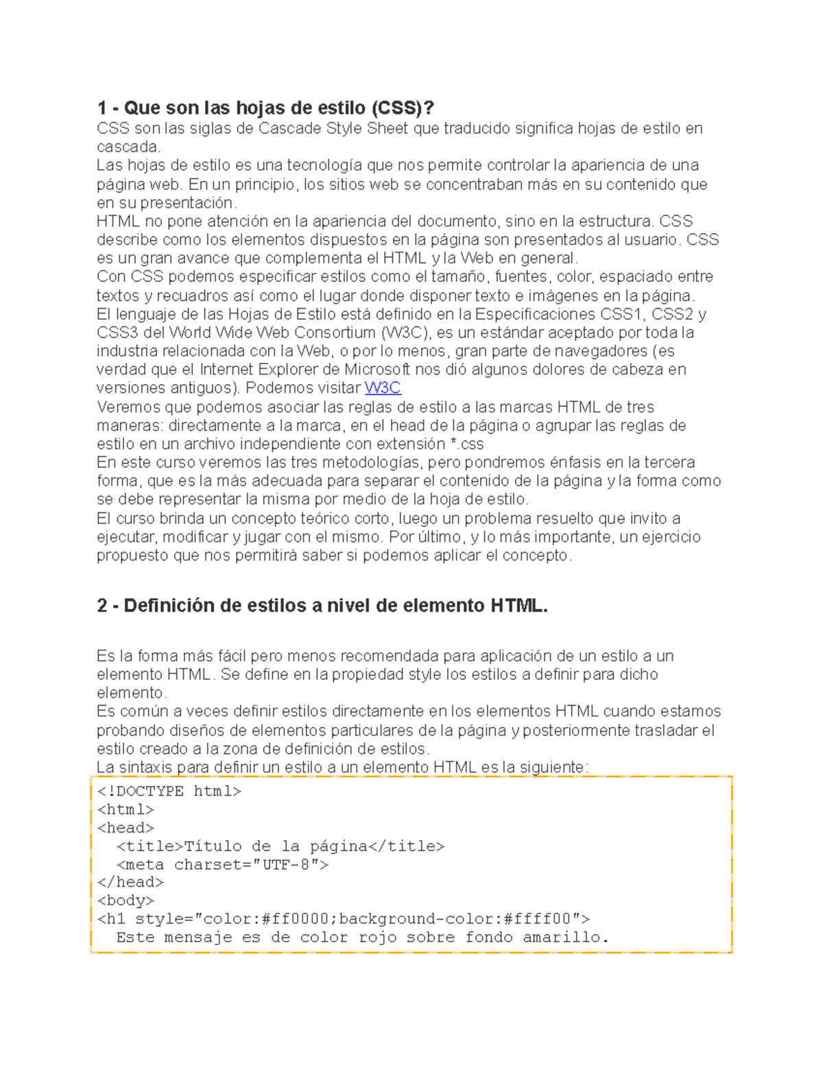 Css progrmacion css - 1 - Que son las hojas de estilo (CSS)? CSS son ...