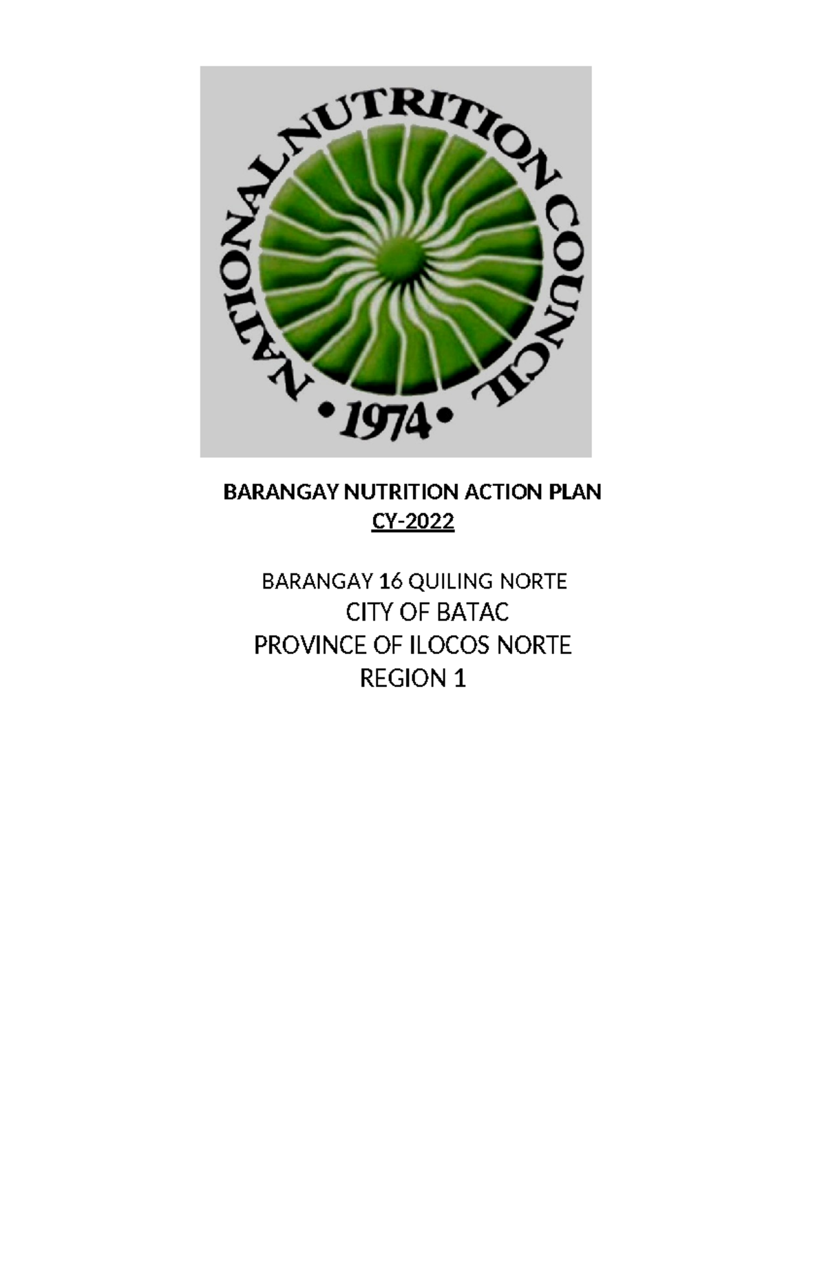 675457255 2023 Final BNAP Barangay Nutrition Action Plan - BARANGAY ...