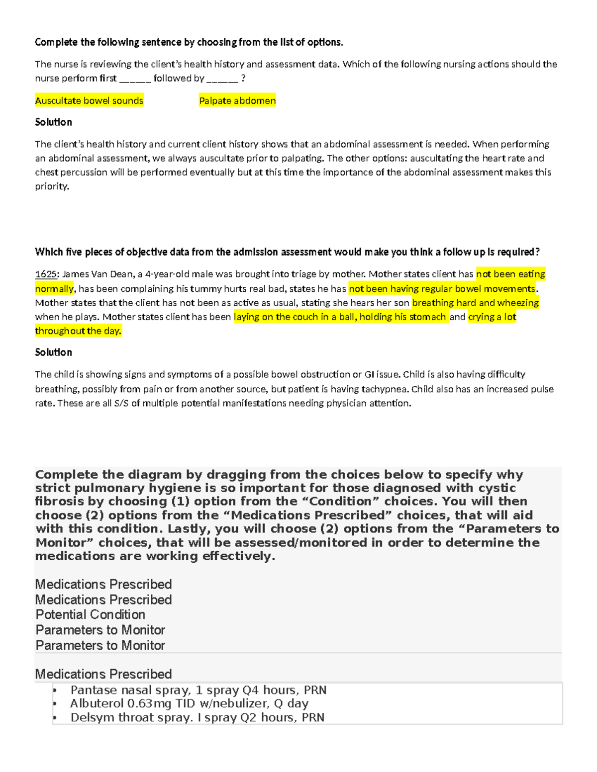 Module 11 NSG222 Nclex PEDS Case Study 2 - Complete the following ...