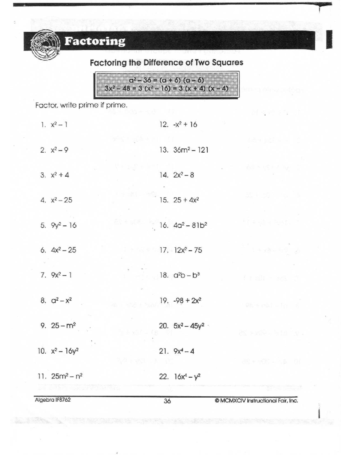 Factoring Worksheets with answers - BSEd Major In English - Studocu