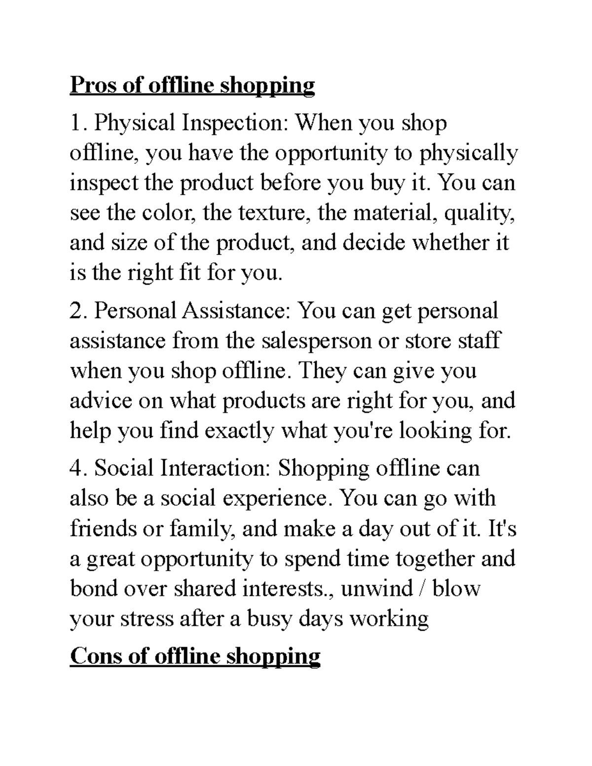 Pros of offline shopping - Pros of offline shopping Physical Inspection ...