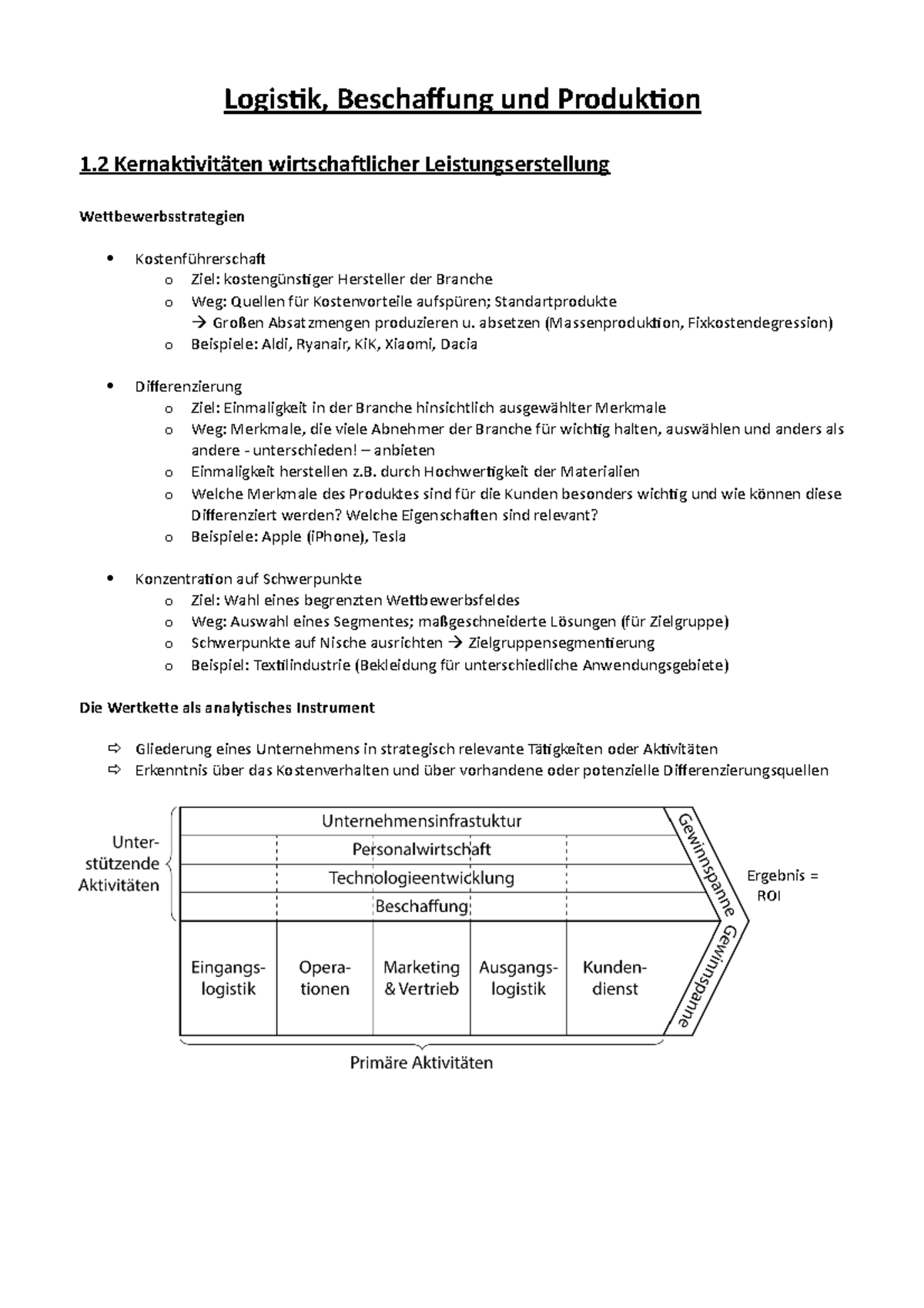 Logistik, Beschaffung und Produktion - absetzen (Massenproduktion ...