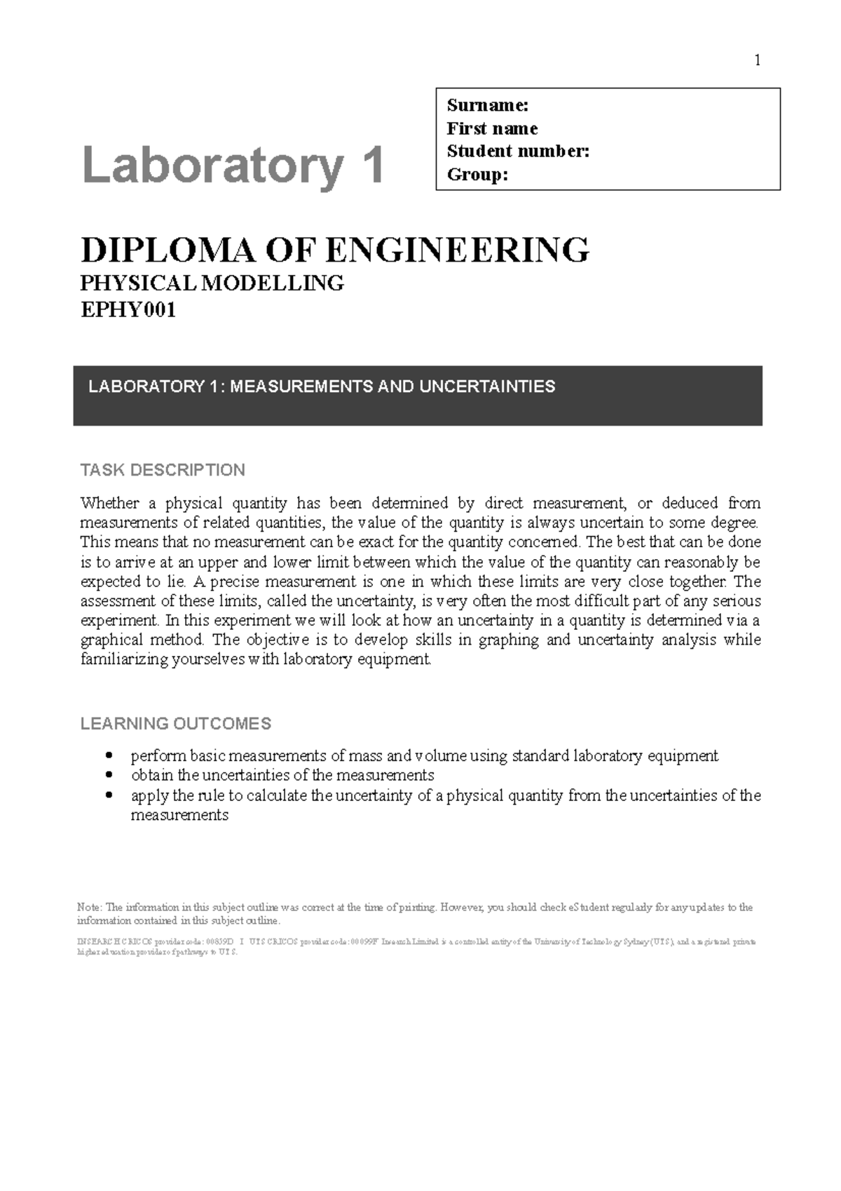 Lab Experiment 1 Reports and Answers - Laboratory 1 DIPLOMA OF ...