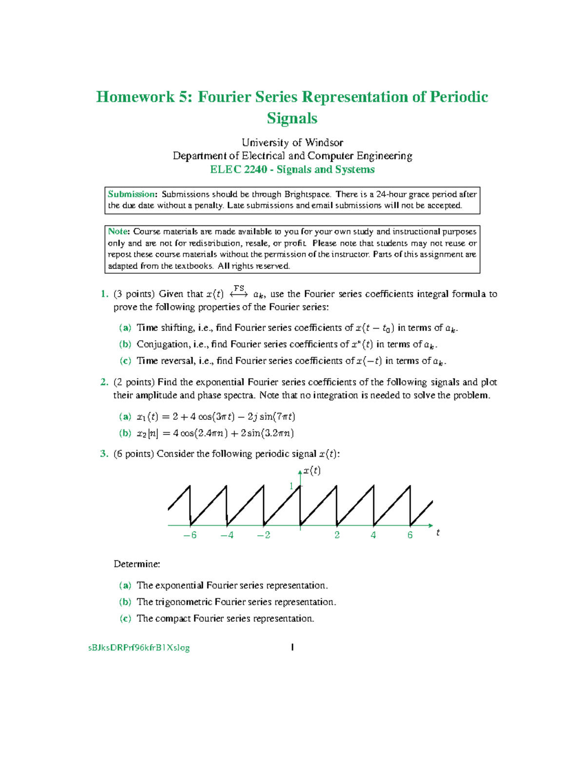 Hw-5 - Homework 5: Fourier Series Representation of Periodic Signals ...