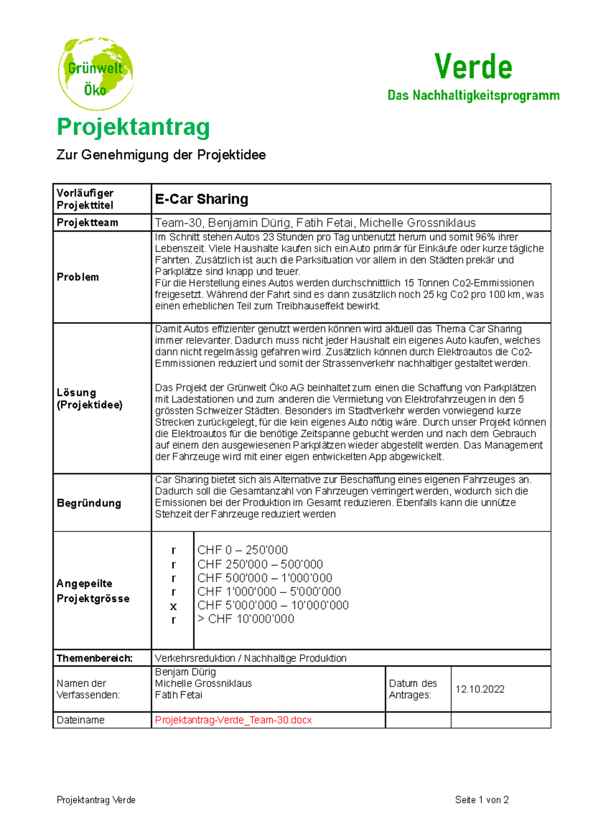 Projektantrag-Verde Team-30 - Projektantrag Zur Genehmigung der ...