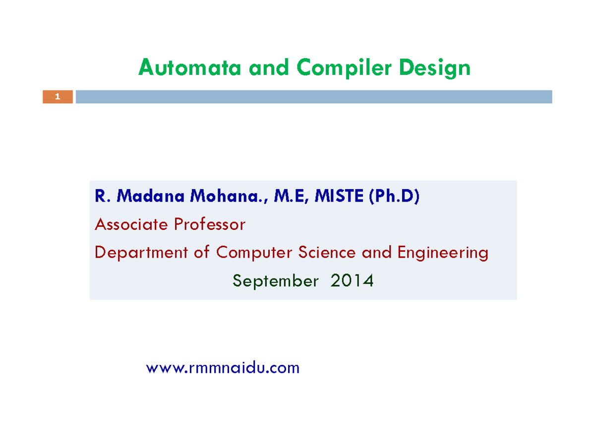 Unit 4cd 1 - fgnfgnfhmdf - Automata and Compiler Design R. Madana ...