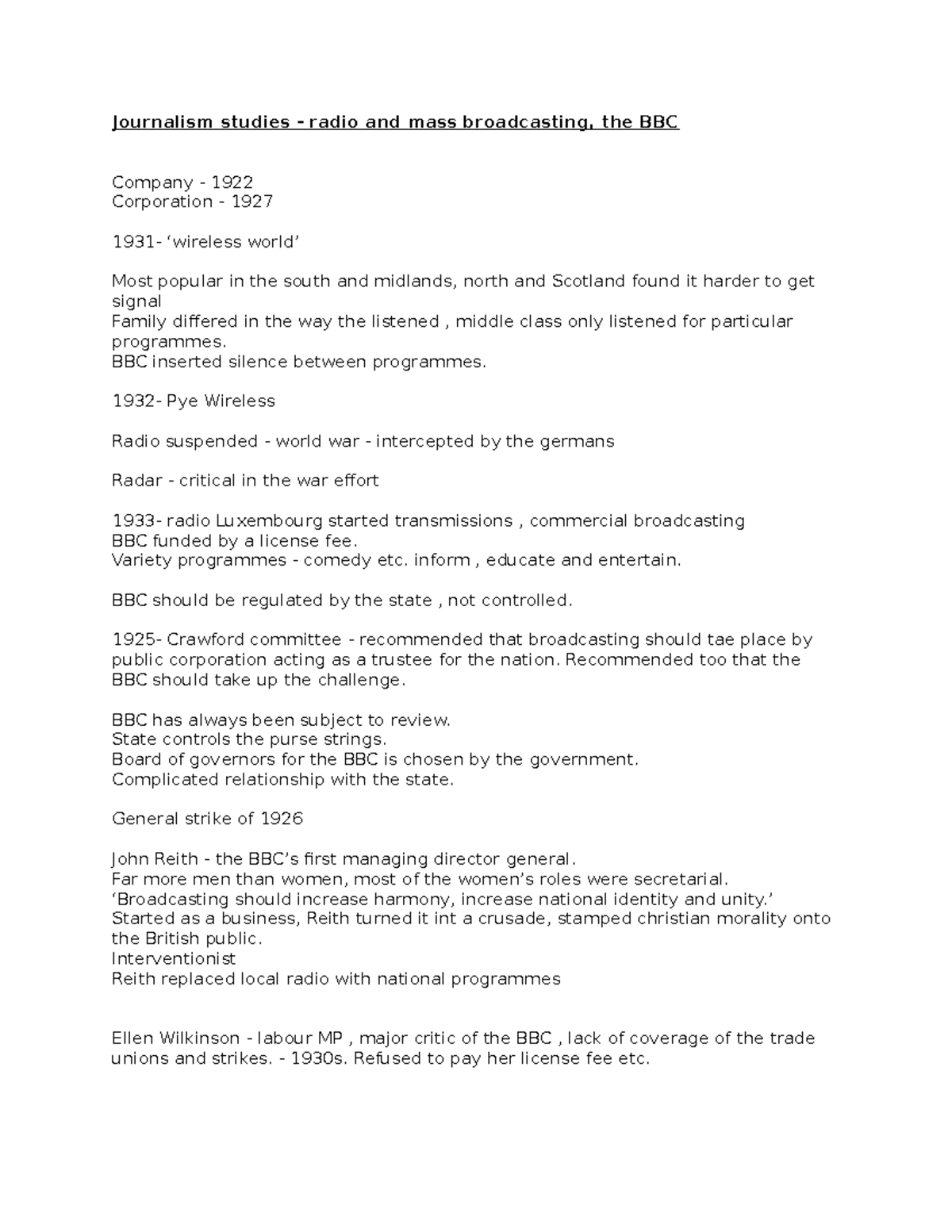 Journalism studies - the BBC - Journalism studies - radio and mass ...