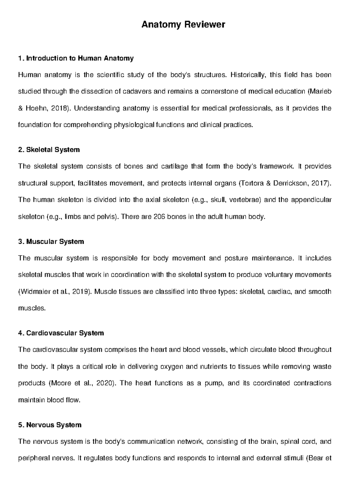 Anatomy Reviewer - Anatomy Reviewer Introduction to Human Anatomy Human ...