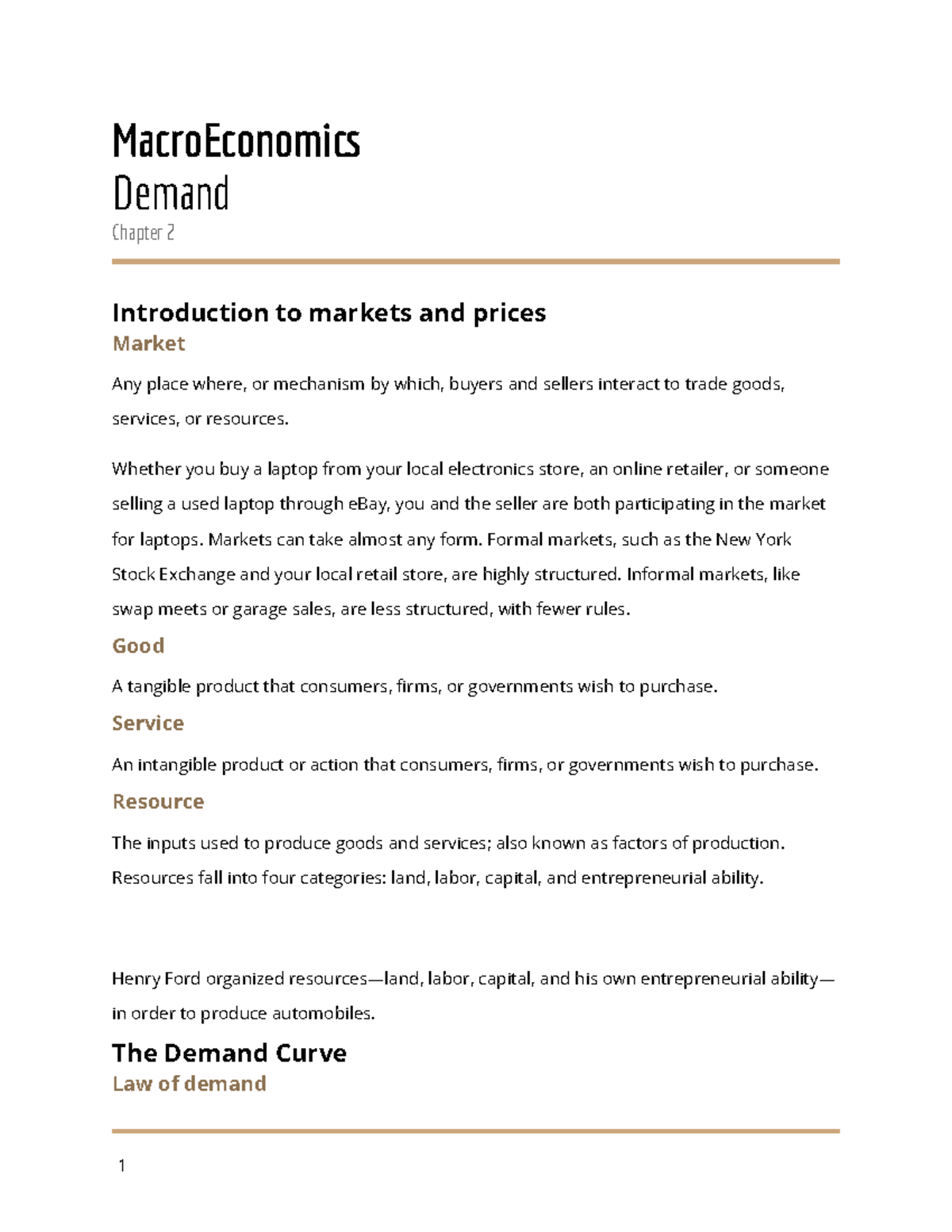 Chapter 2 Demand - MacroEconomic Demand Chapter 2 Introduction to ...