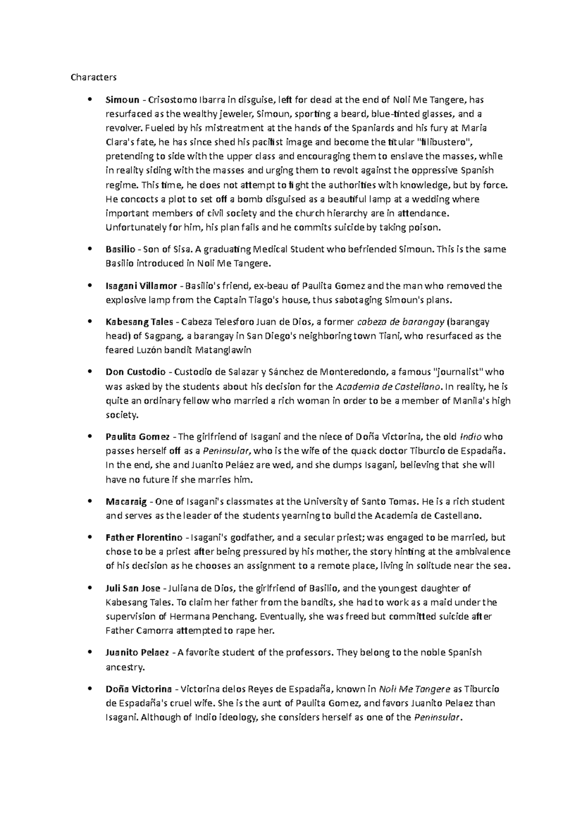 Characters of el filibustirismo - Characters Simoun - Crisostomo Ibarra ...