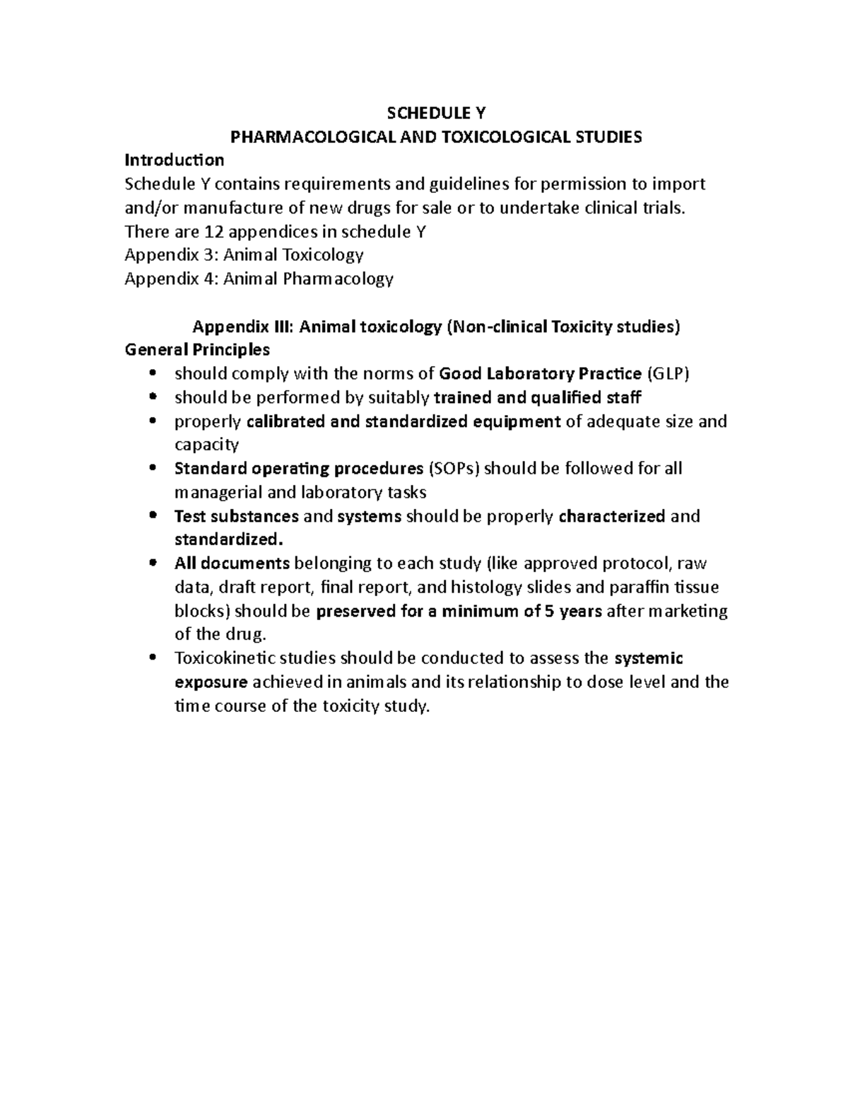 Schedule Y - PHARMACOLOGICAL AND TOXICOLOGICAL STUDIES - SCHEDULE Y ...