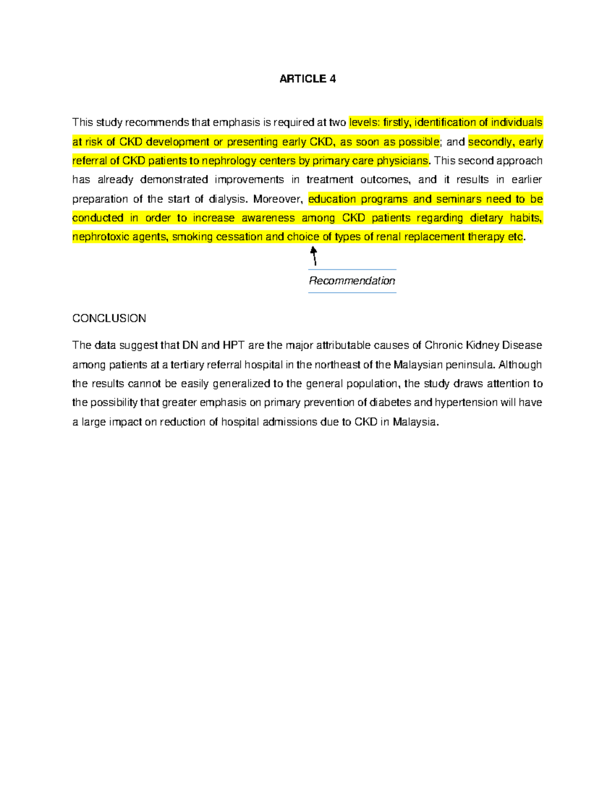 Article 4 - ARTICLE 4 This study recommends that emphasis is required ...