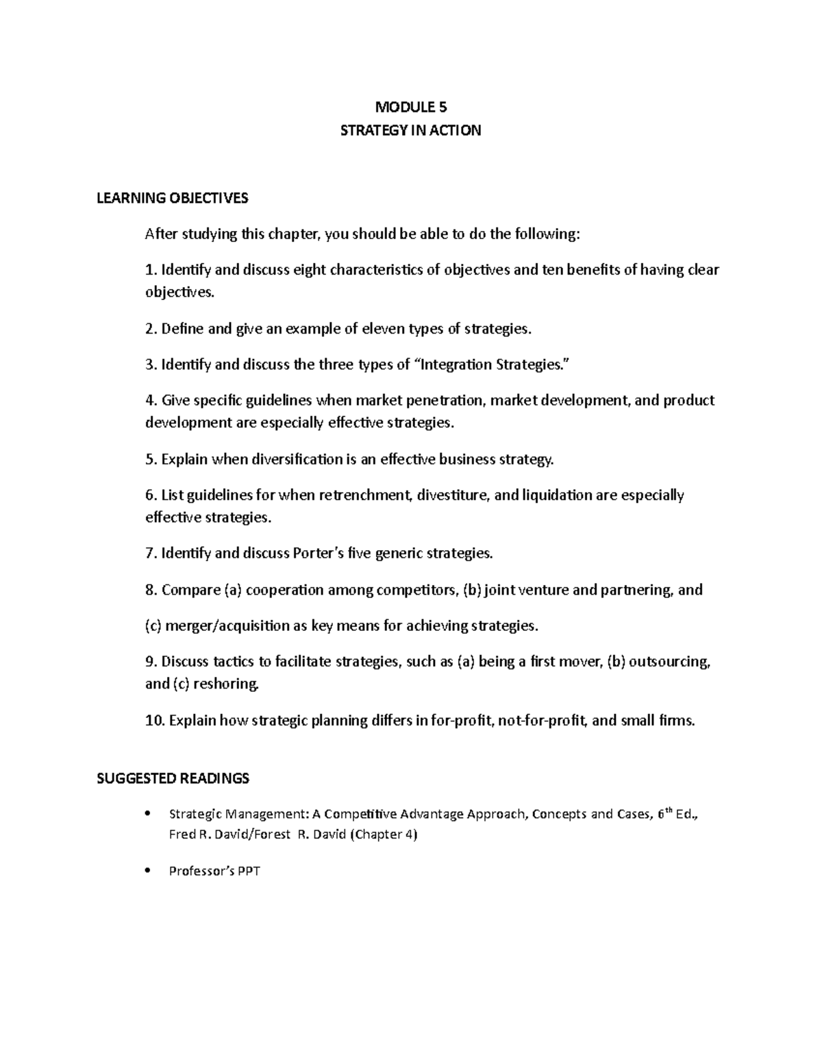 Module 5 Strategy IN Action - MODULE 5 STRATEGY IN ACTION LEARNING ...