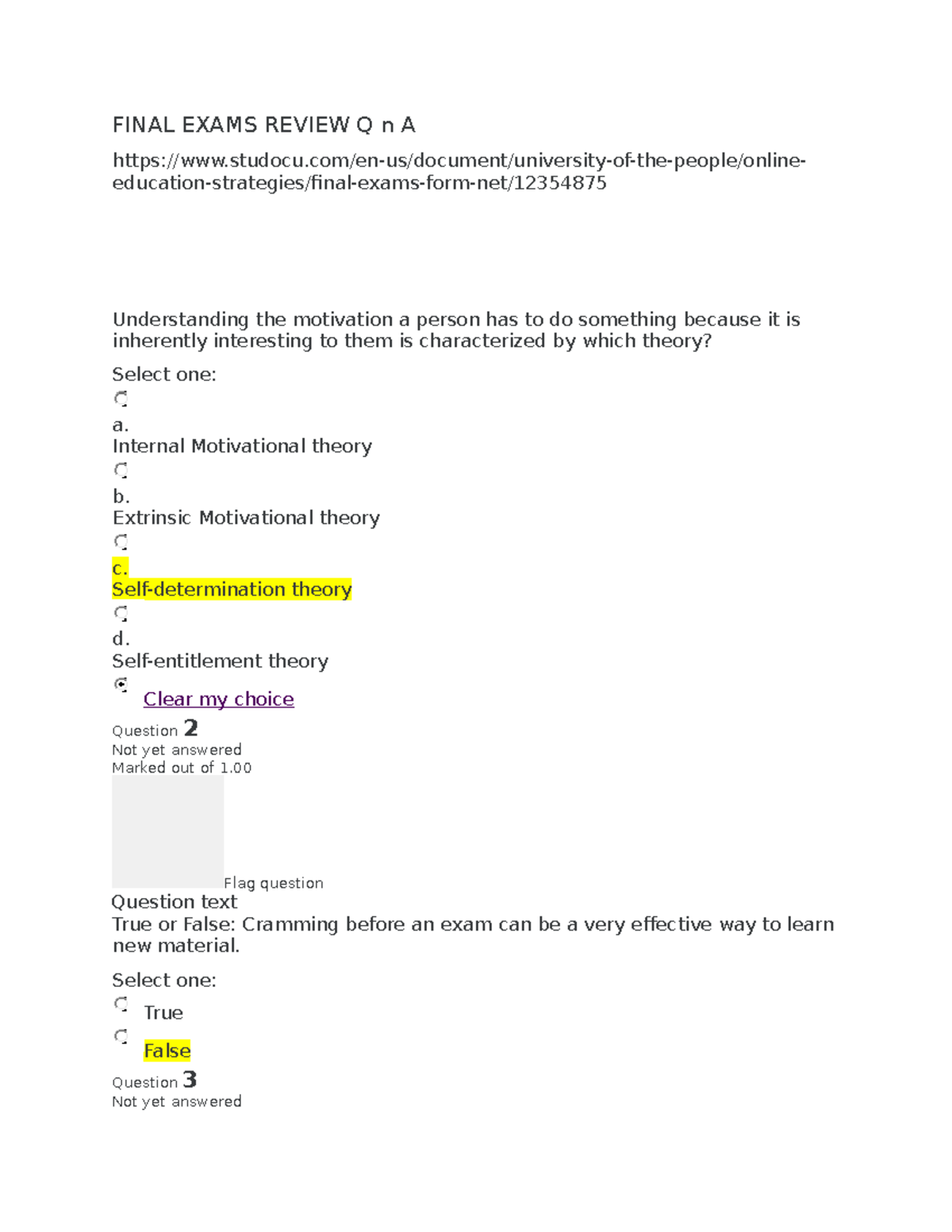 Final Exams Review Q n A Online Education Strategies - FINAL EXAMS ...