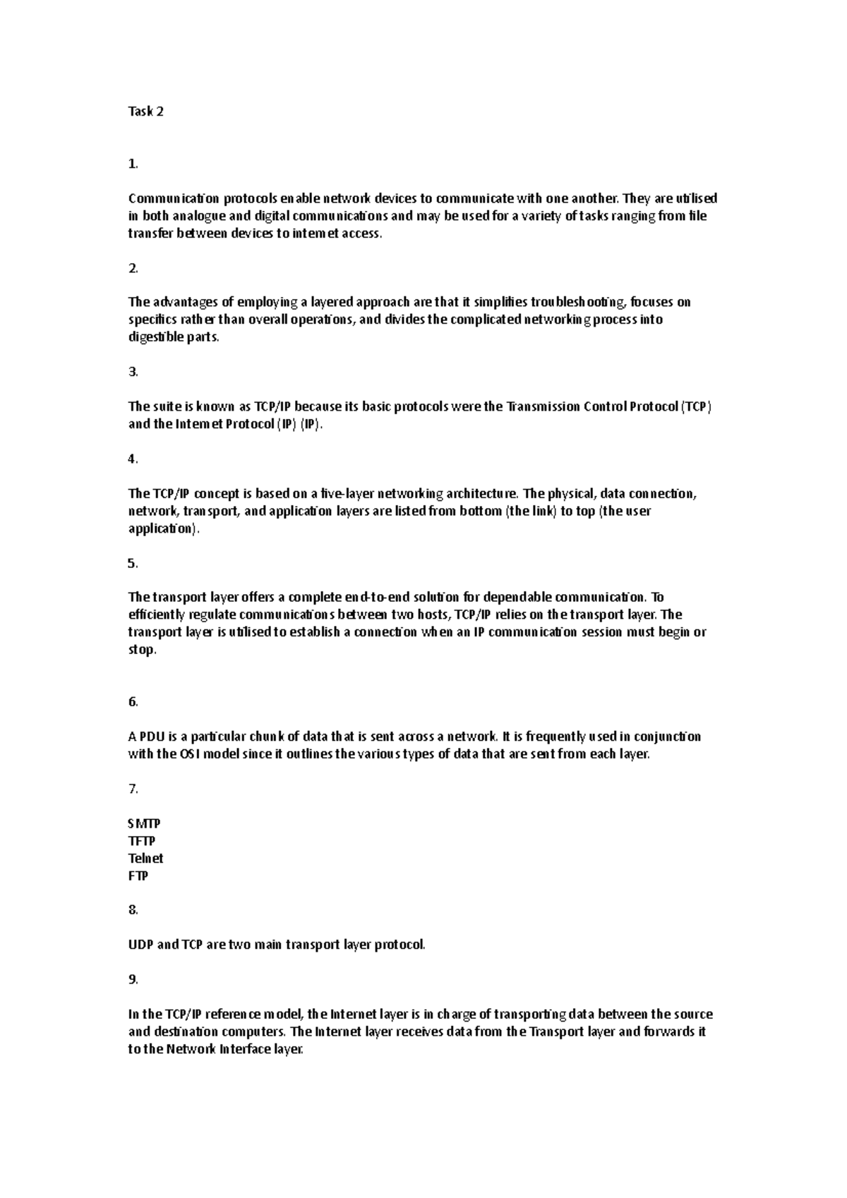 Task 2 for 2,3,4 tutorials for network architecture - Task 2 1 ...