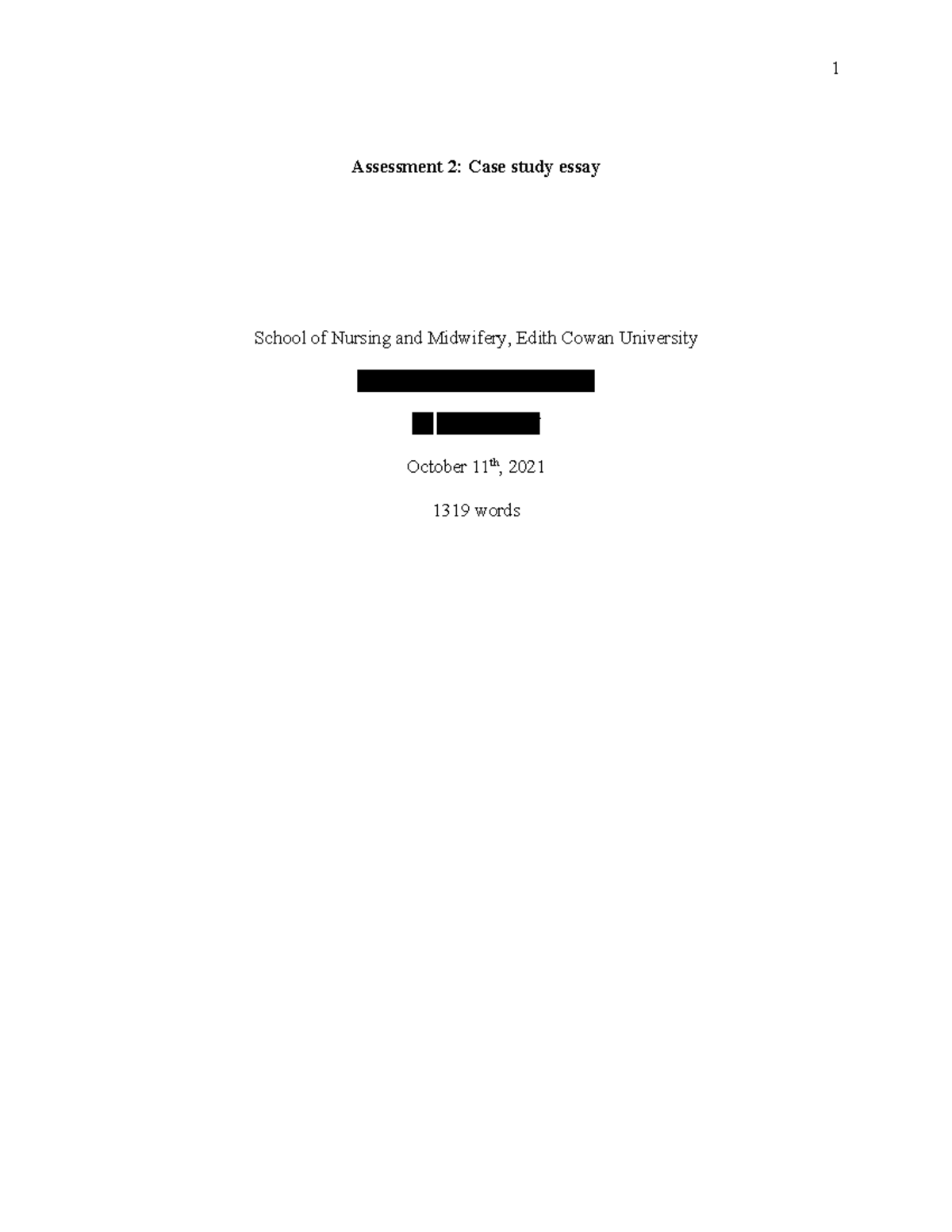 Example - case study-1 - Assessment 2: Case study essay School of ...