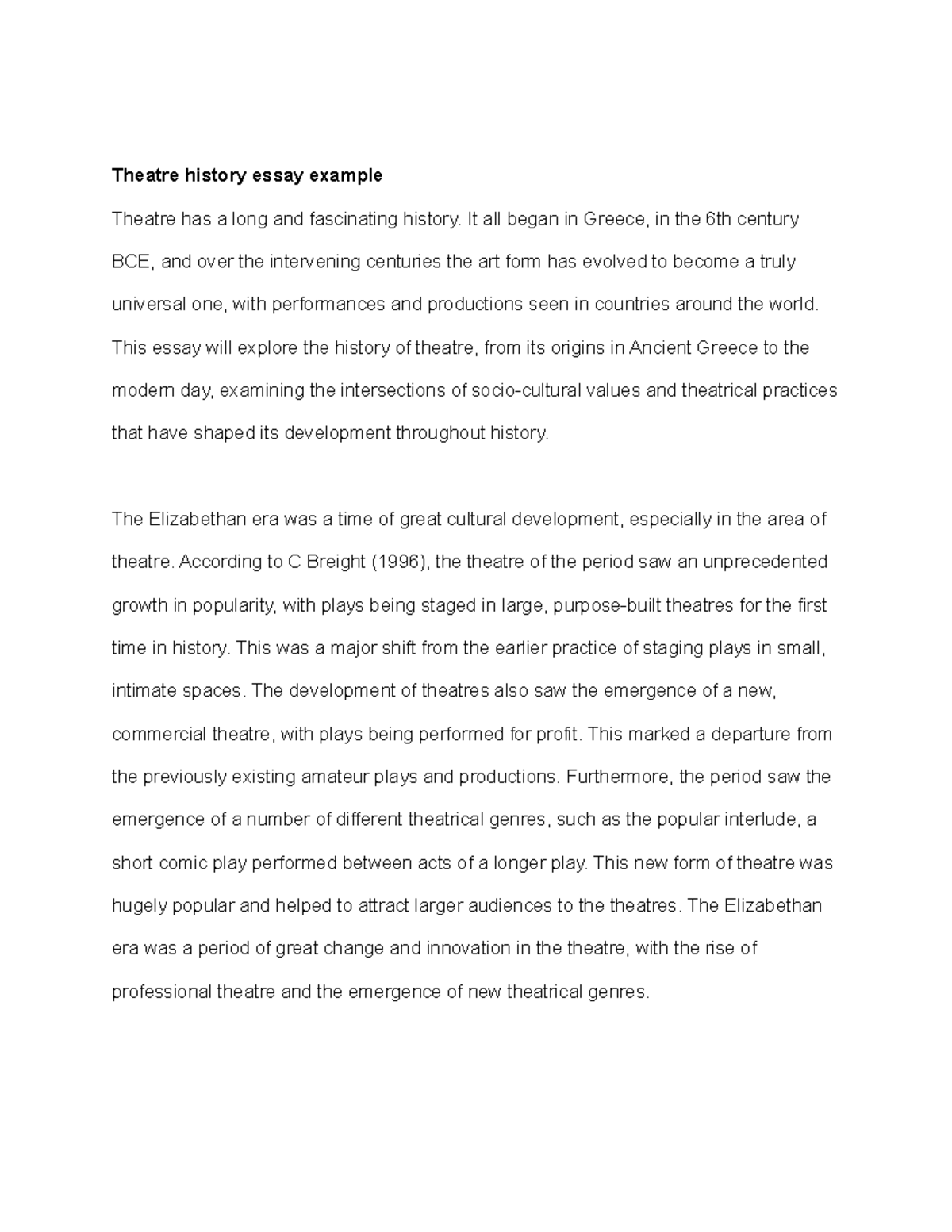 Theatre history course outline example essay, intro - Theatre history ...