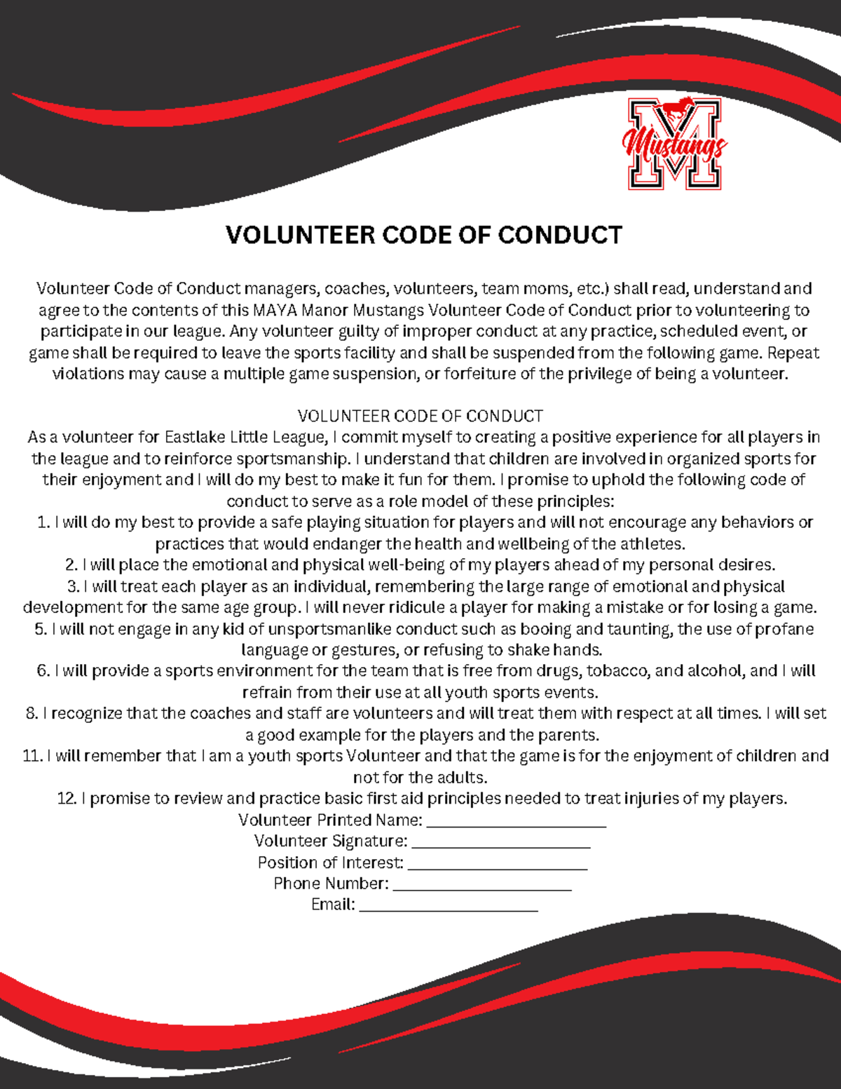 Red Black Modern Creative Business Card - Volunteer Code of Conduct ...