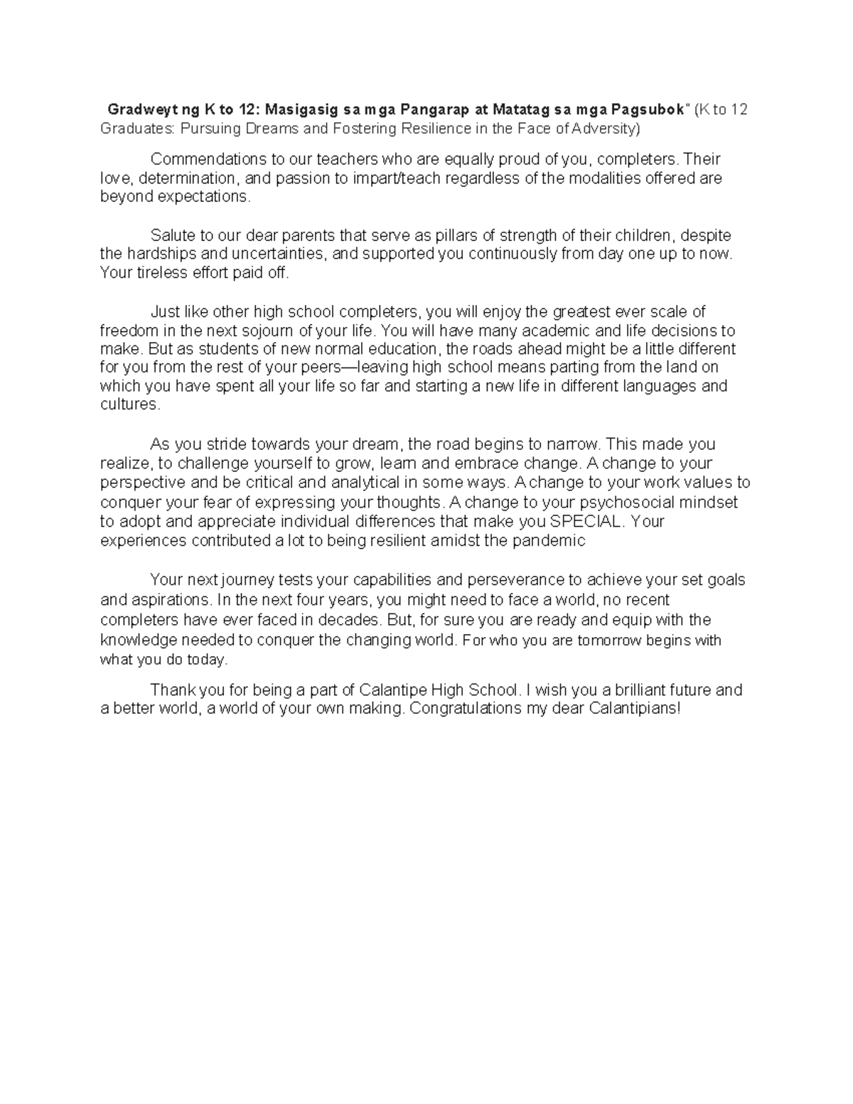 School head message - i'm just a little bit caught in the middle ...