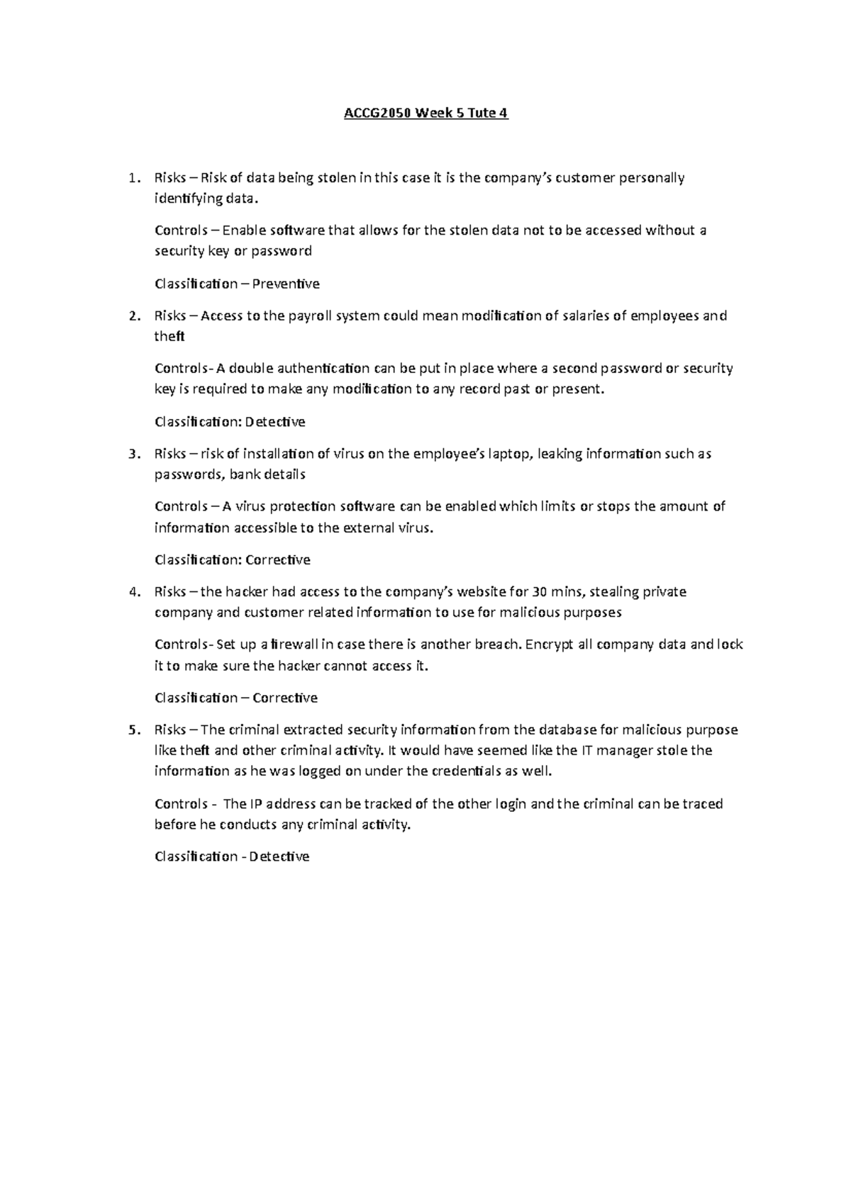 ACCG2050 Week 5 Tute 4 Quiz MQ University - ACCG2050 Week 5 Tute 4 ...