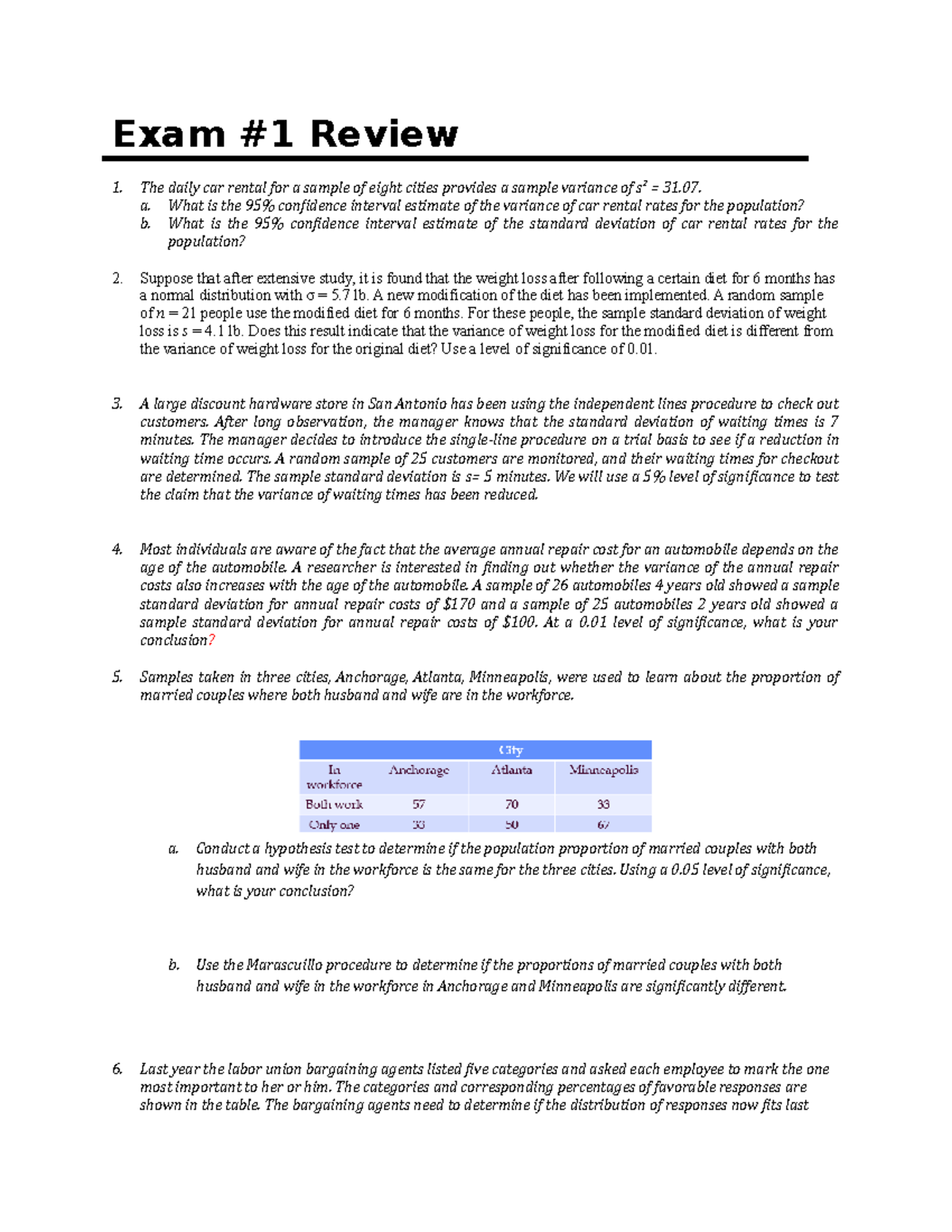 Exam #1 Review - reveiw for test 1 mcarthy - Exam #1 Review The daily ...