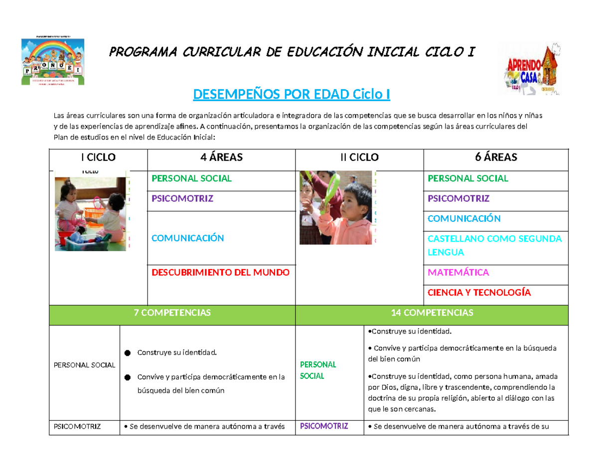 Diseño Curricular I Ciclo - PROGRAMA CURRICULAR DE EDUCACIÓN INICIAL ...