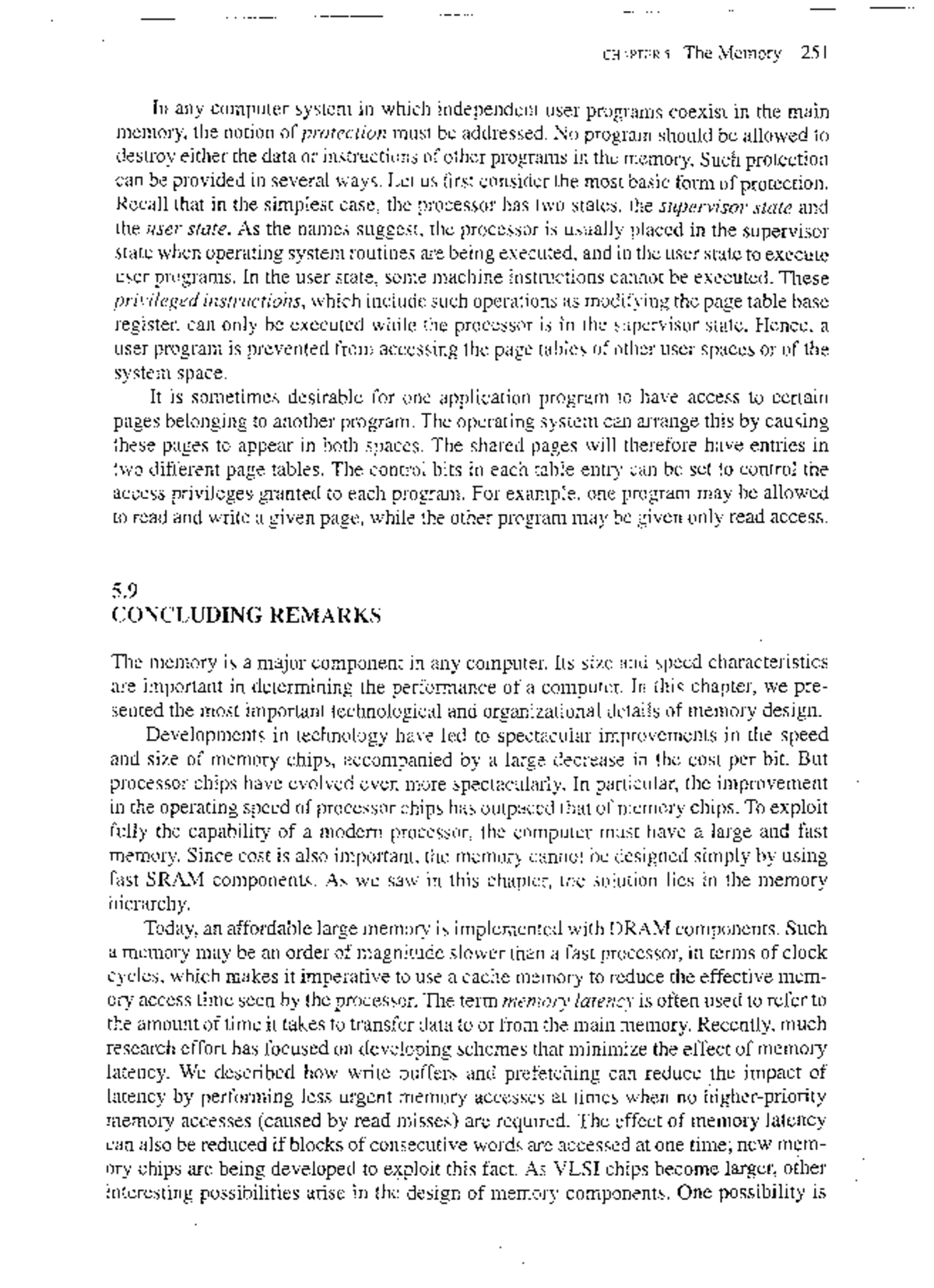 Conclusion on Computer Memory-10 - CH 5: The Meinory 25 1 In any ...