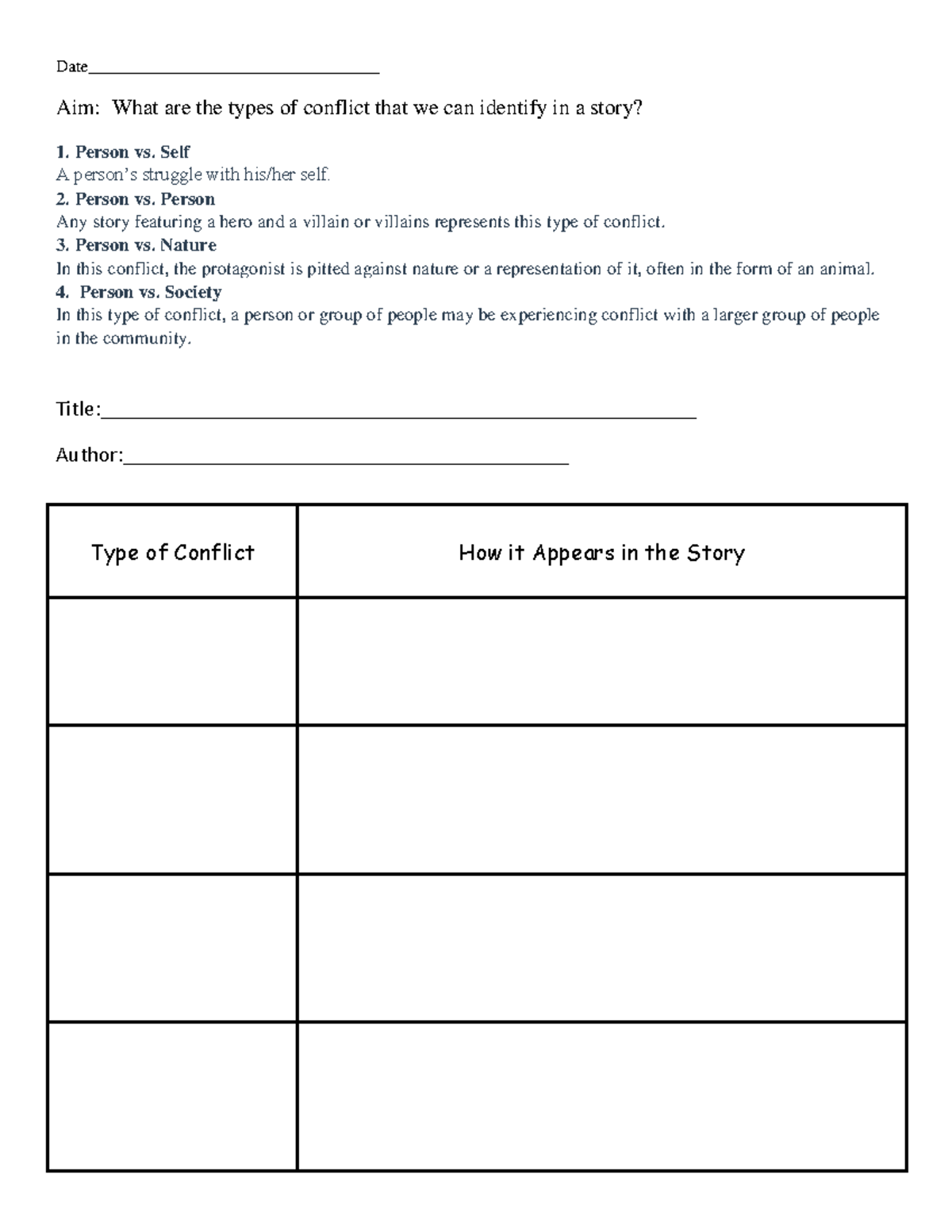 Typesof Conflict Worksheet-1 - Date ...