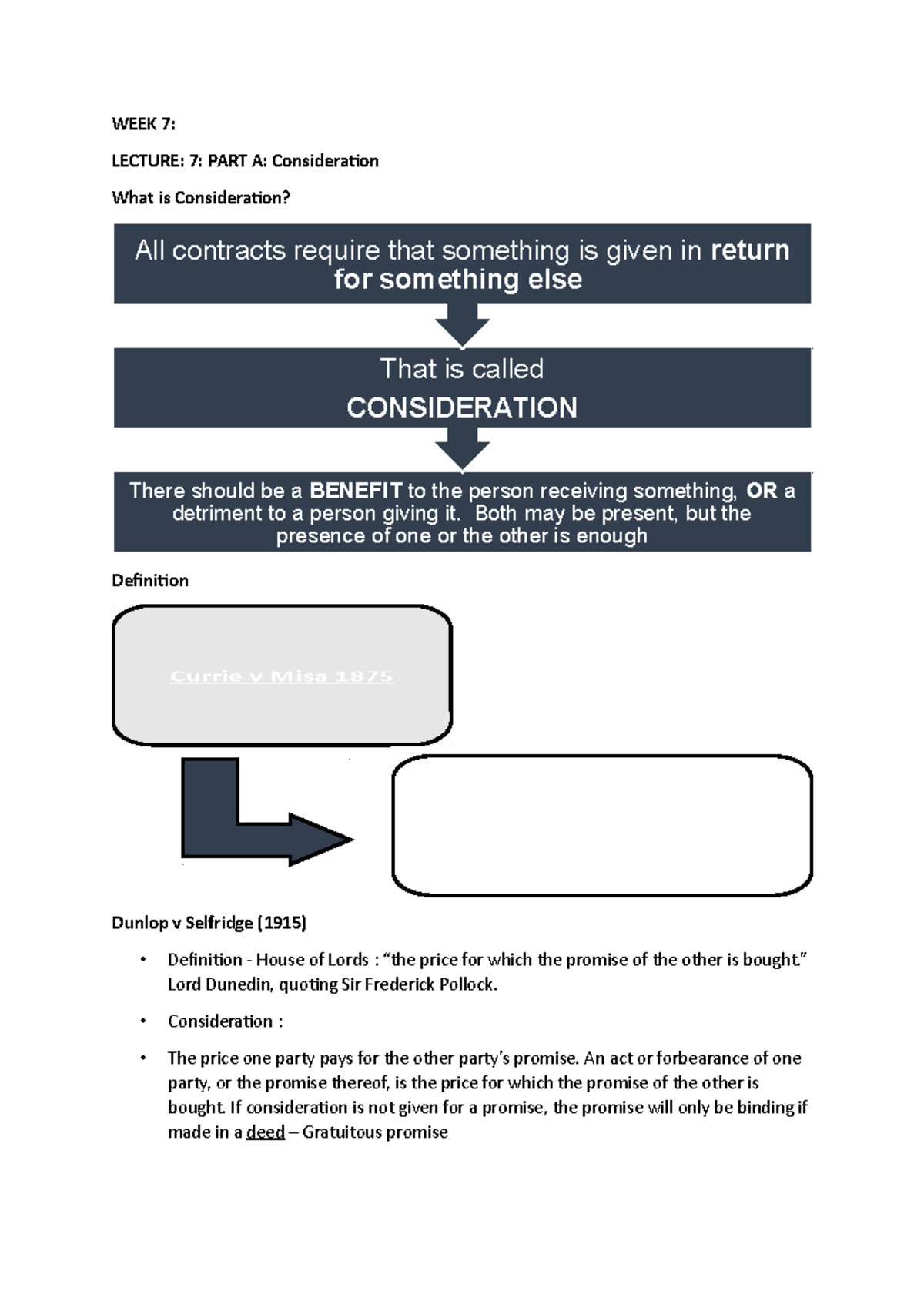 WEEK 7-8 - WEEK 7-8 - WEEK 7: LECTURE: 7: PART A: Consideration What is Consideration ...