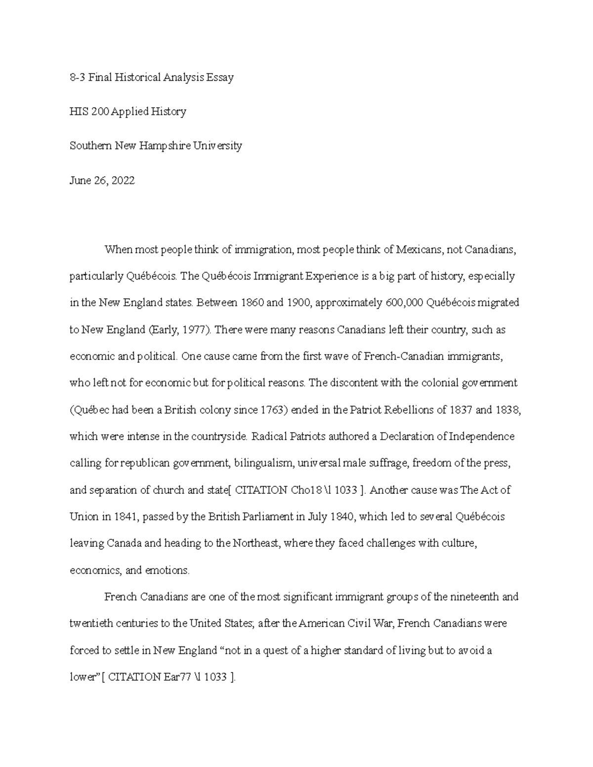 Historical Analysis Essay Final Mod 8 - 8-3 Final Historical Analysis ...