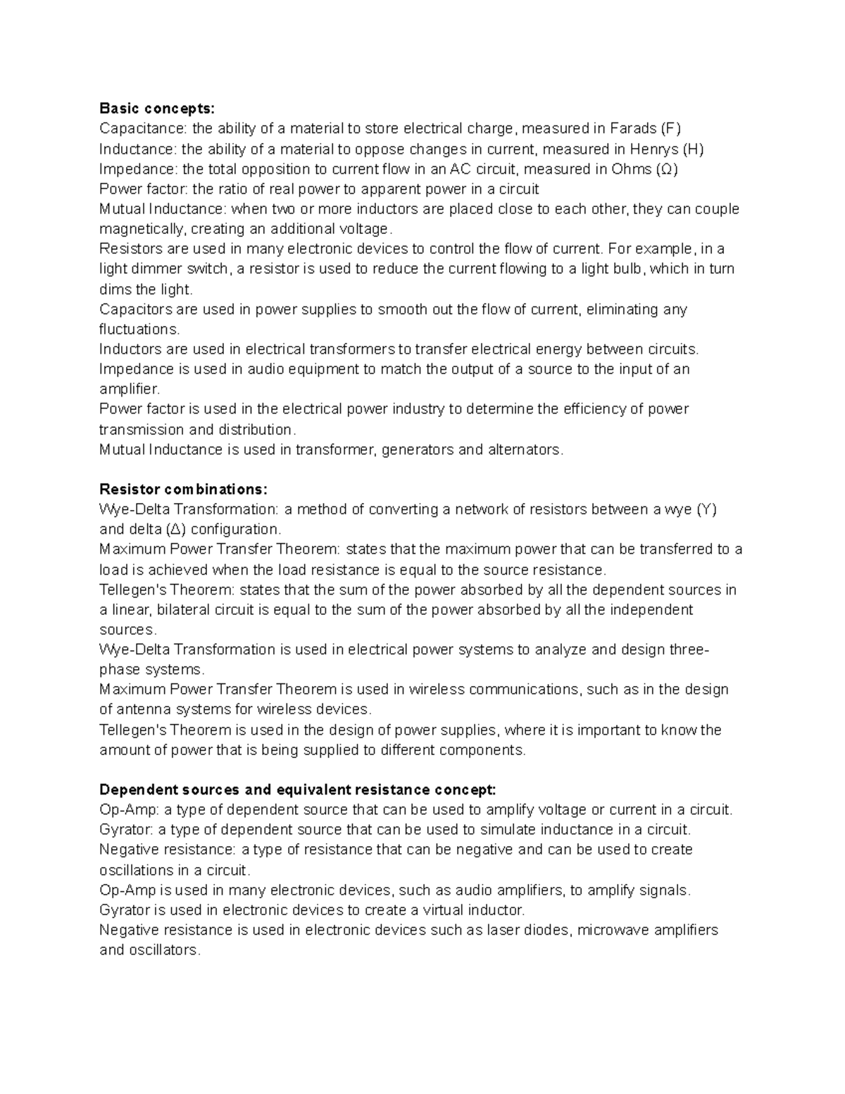 ECE 2000 1 Lecture Notes 1 - Basic concepts: Capacitance: the ability ...